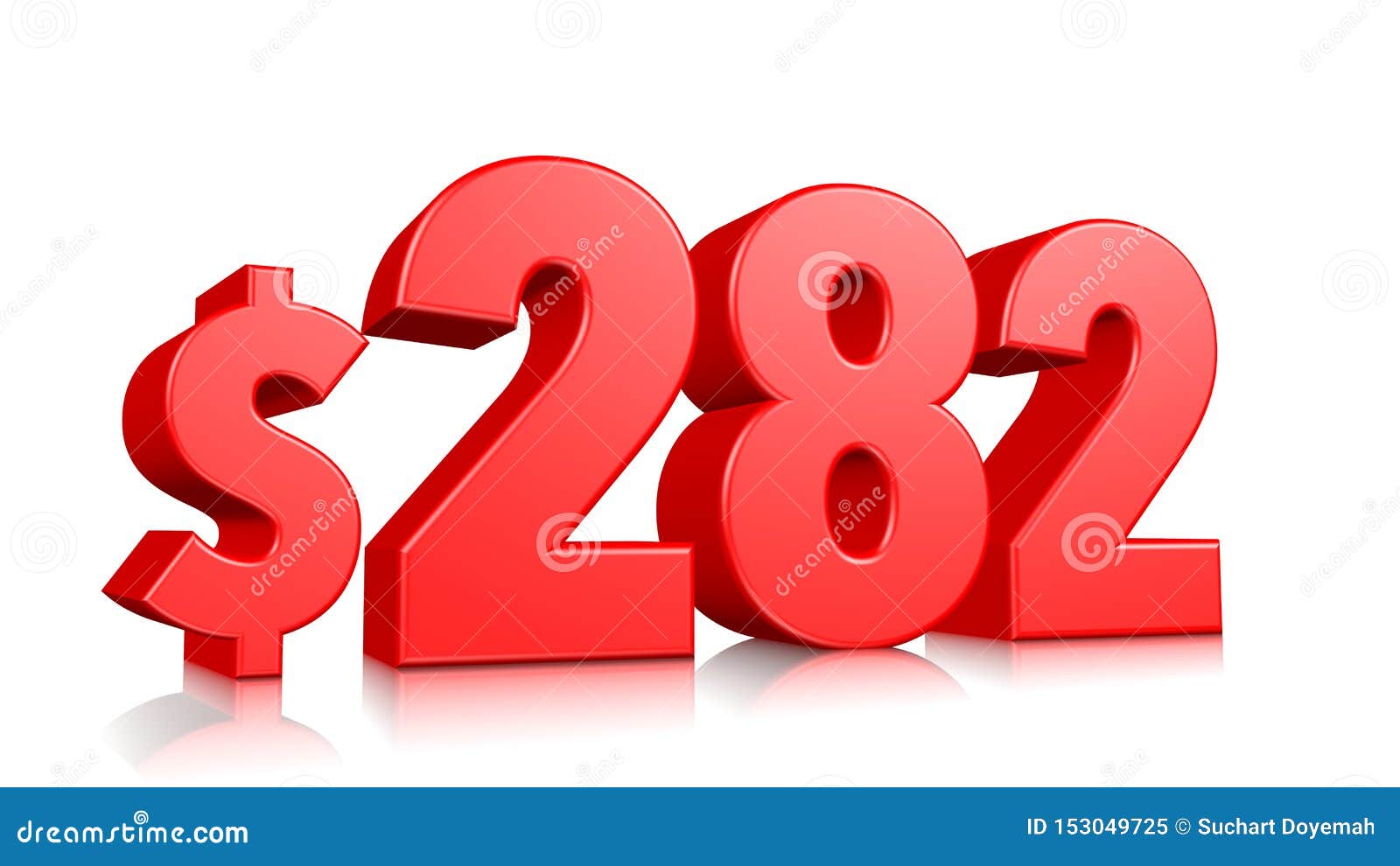 282$ Two Hundred Eighty Two Price Symbol. Red Text Number 3d Render ...