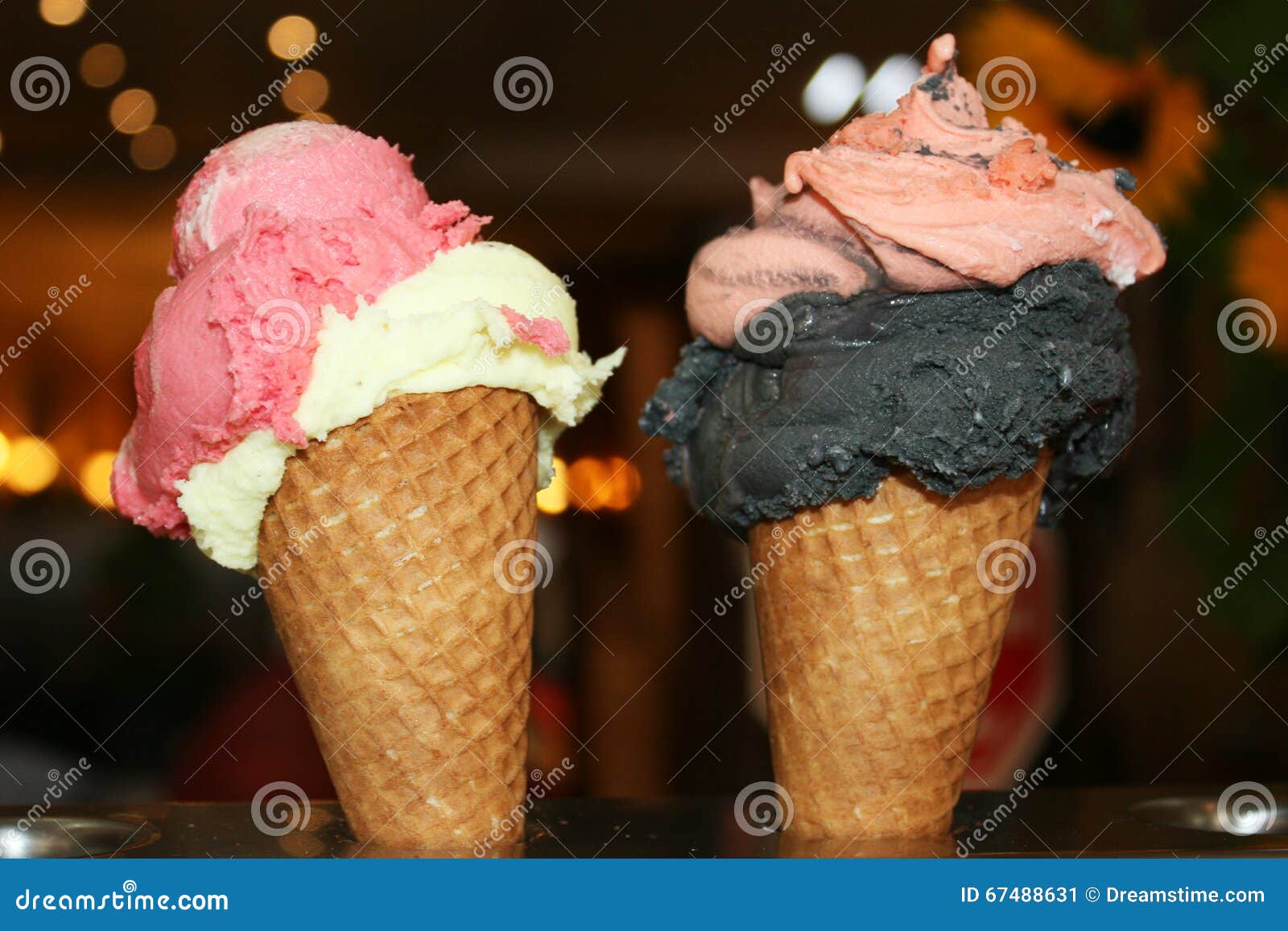 Two ice cream cones stock image. Image of happy, colorful - 67488631