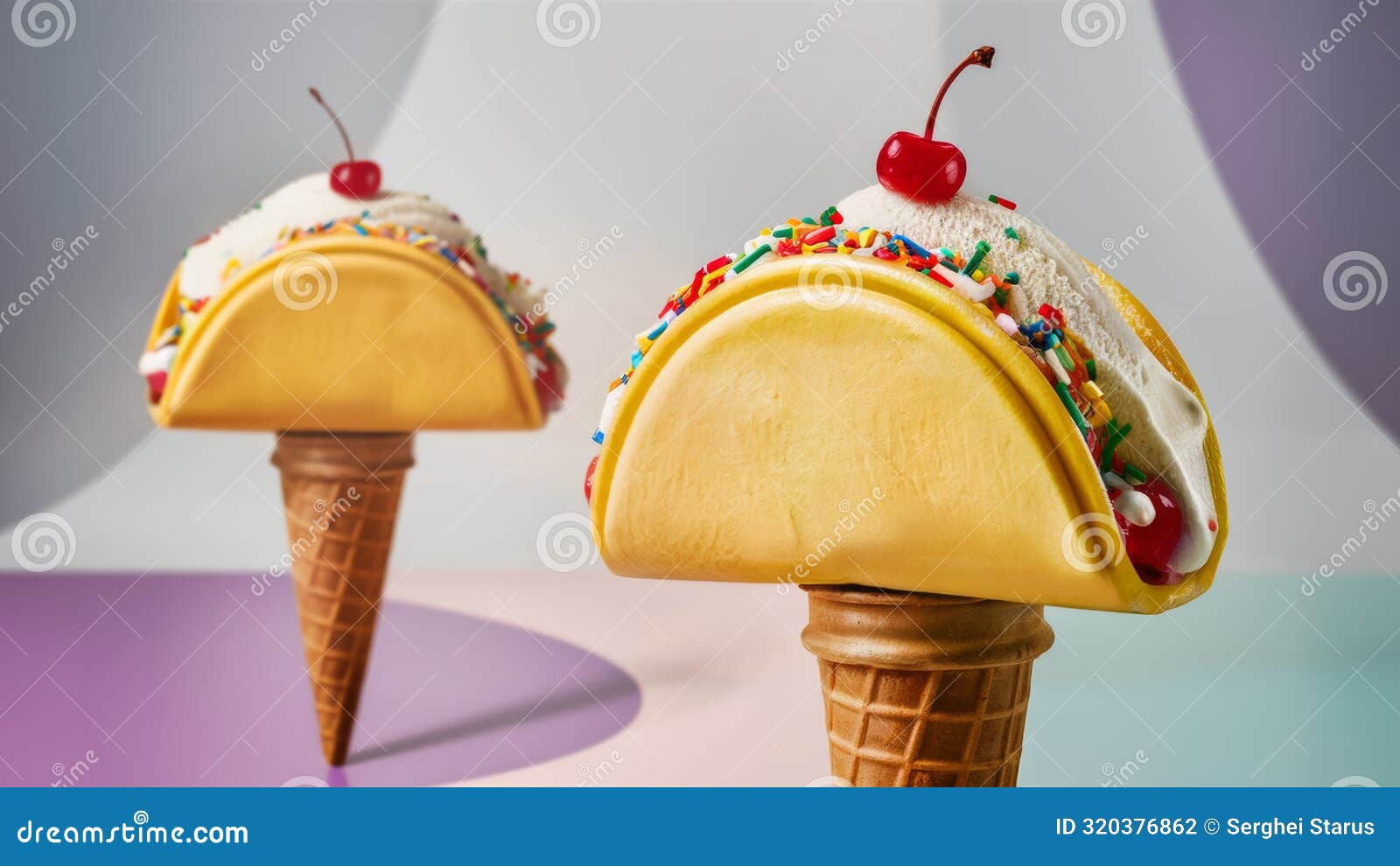 Two Ice Cream Cones with Toppings on Top of Them, AI Stock Photo ...