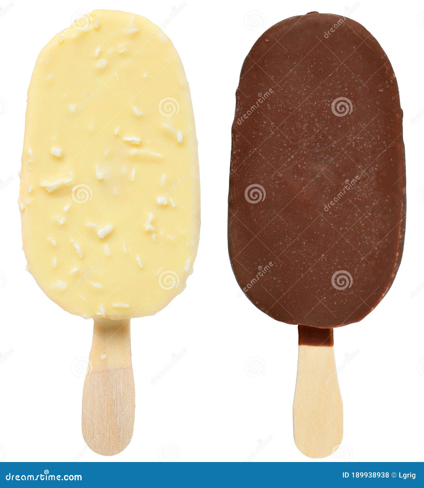 Two Ice Cream Covered in Dark and White Chocolate Stock Photo - Image ...