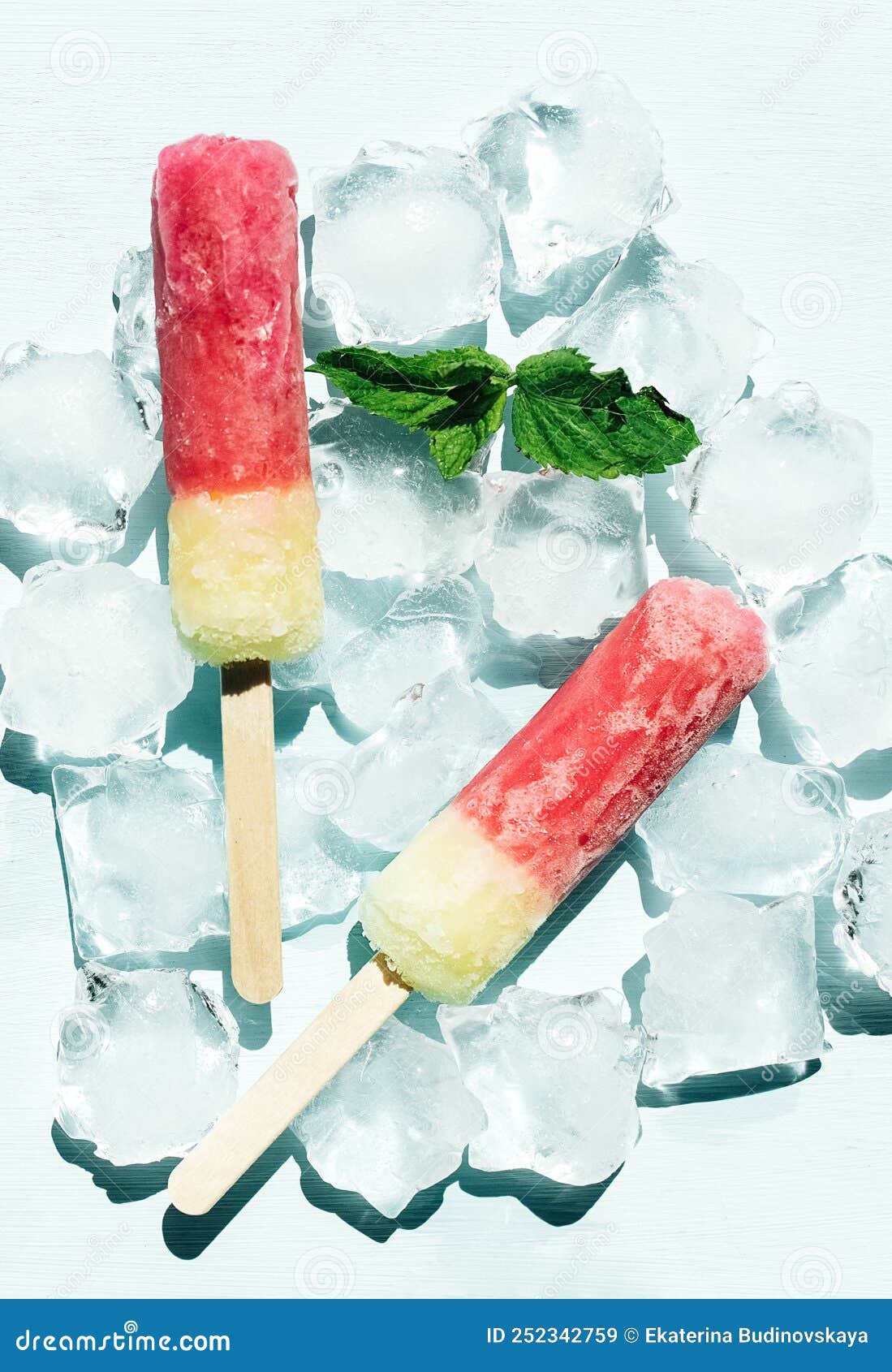 Two Ice Cream and Ice Cubes Stock Image - Image of orange, peach: 252342759