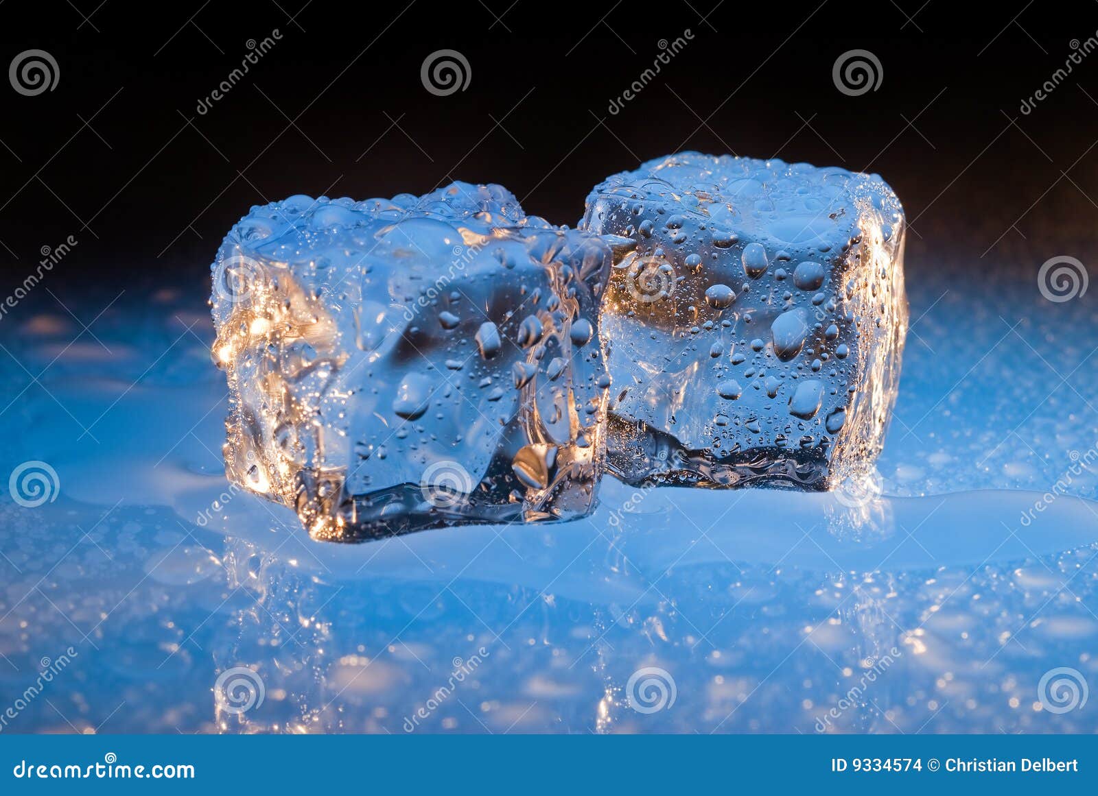Two ice cubes on blue stock photo. Image of freezer, transparent - 9334574