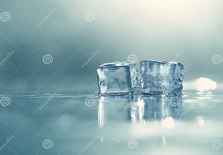 Two Ice Cubes Floating in Water with Soft Lighting Stock Illustration ...