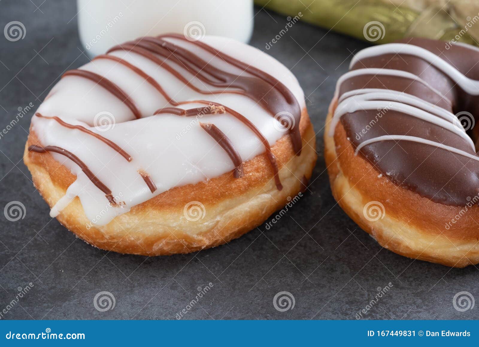 Two iced ring doughnut stock image. Image of plate, features - 167449831
