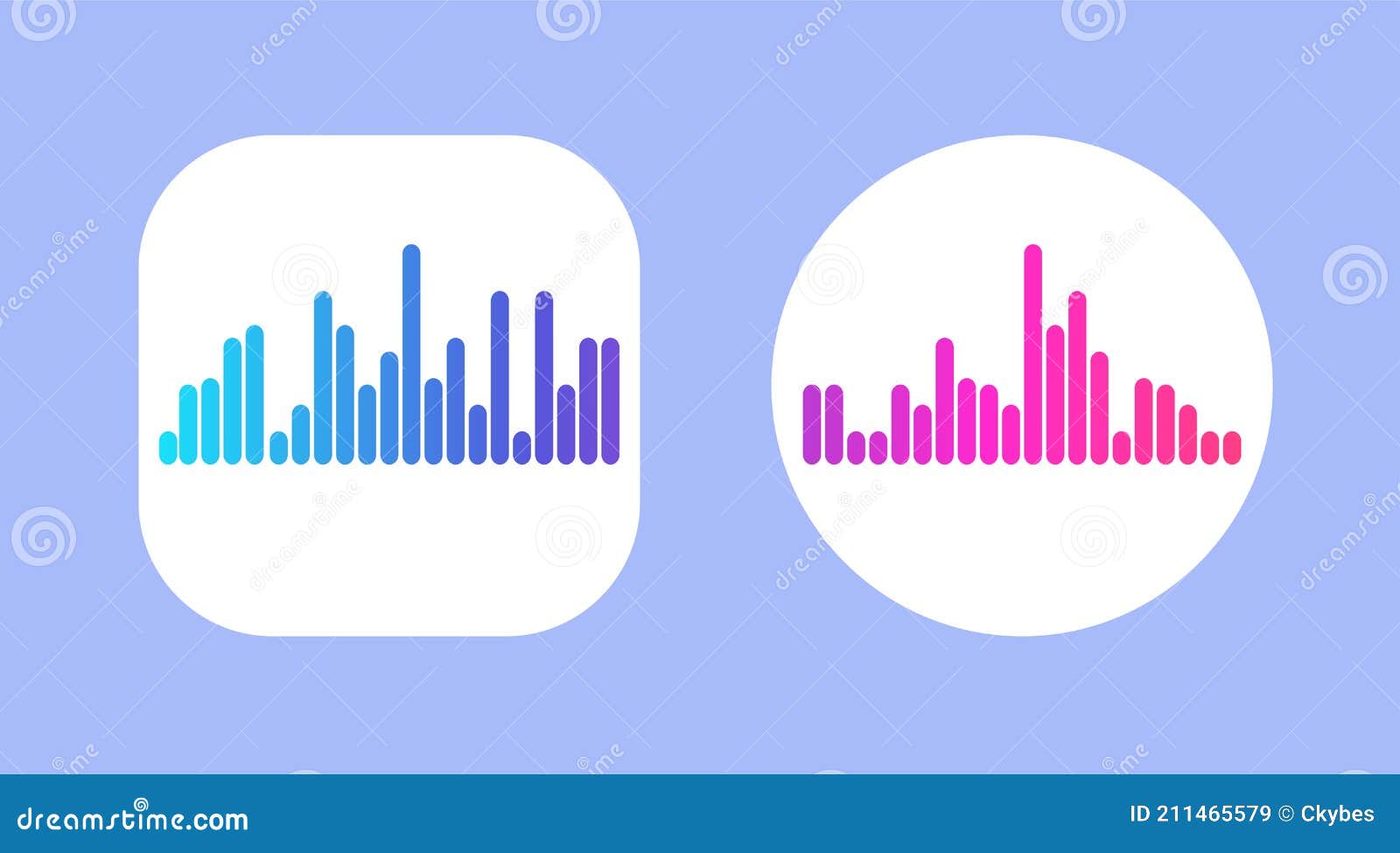 Two Icons Design with Waves of the Equalizer. EQ Vector Illustration ...