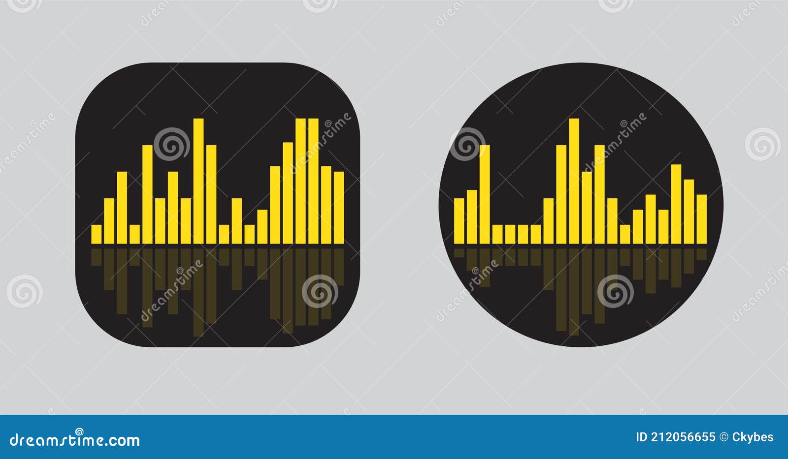 Two Icons Design with Waves of the Equalizer. EQ Vector Illustration ...