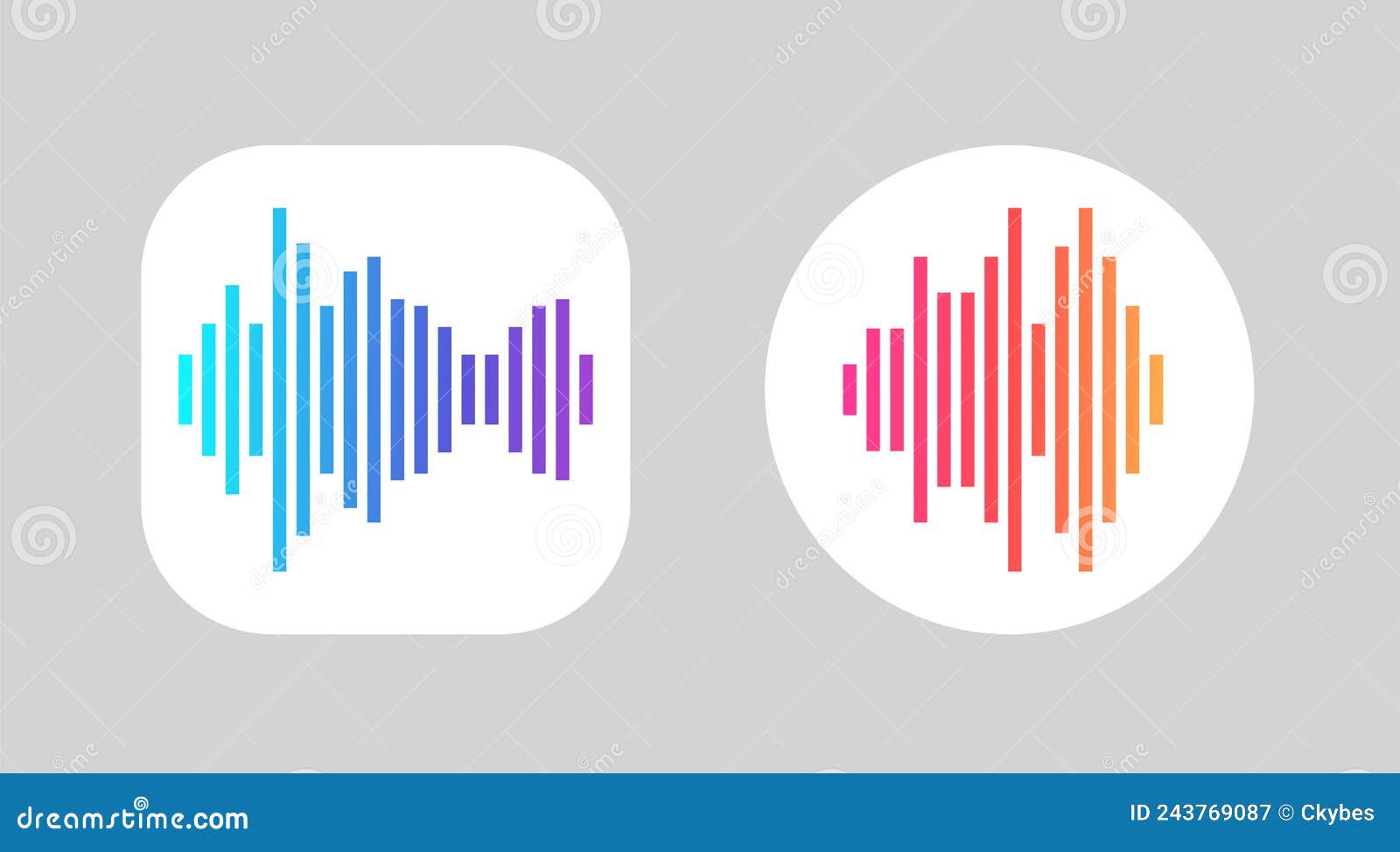 Two Icons Design with Waves of the Equalizer. EQ Vector Illustration ...