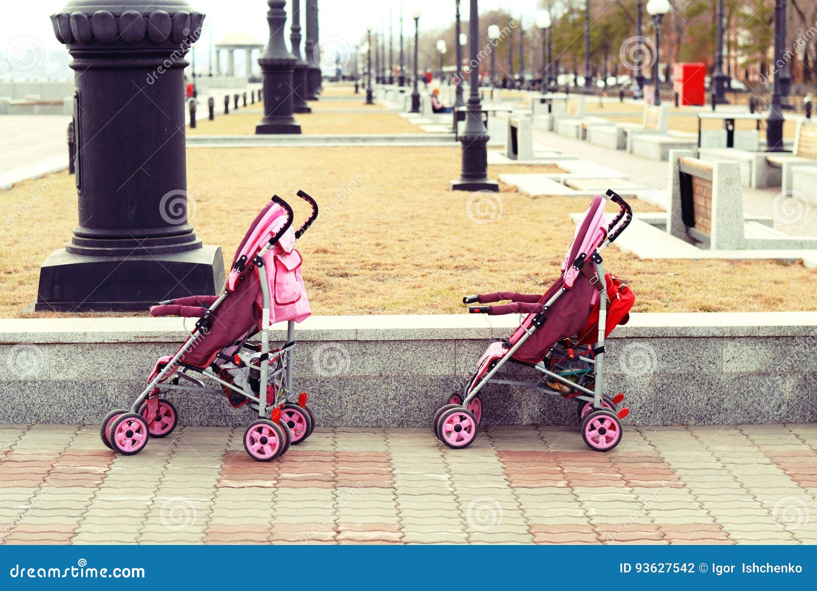 Two identical prams stock photo. Image of values, toys - 93627542