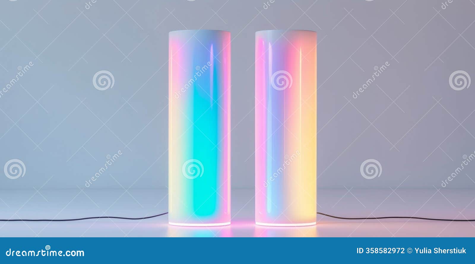 Two Illuminated Cylinders with Neon Gradient Glow Stock Photo - Image ...