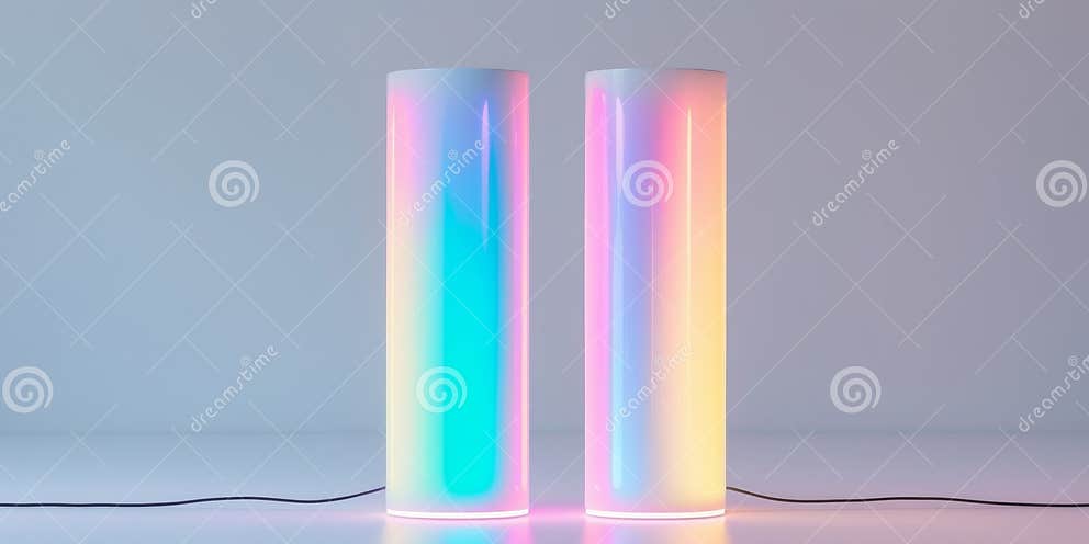 Two Illuminated Cylinders with Neon Gradient Glow Stock Photo - Image ...