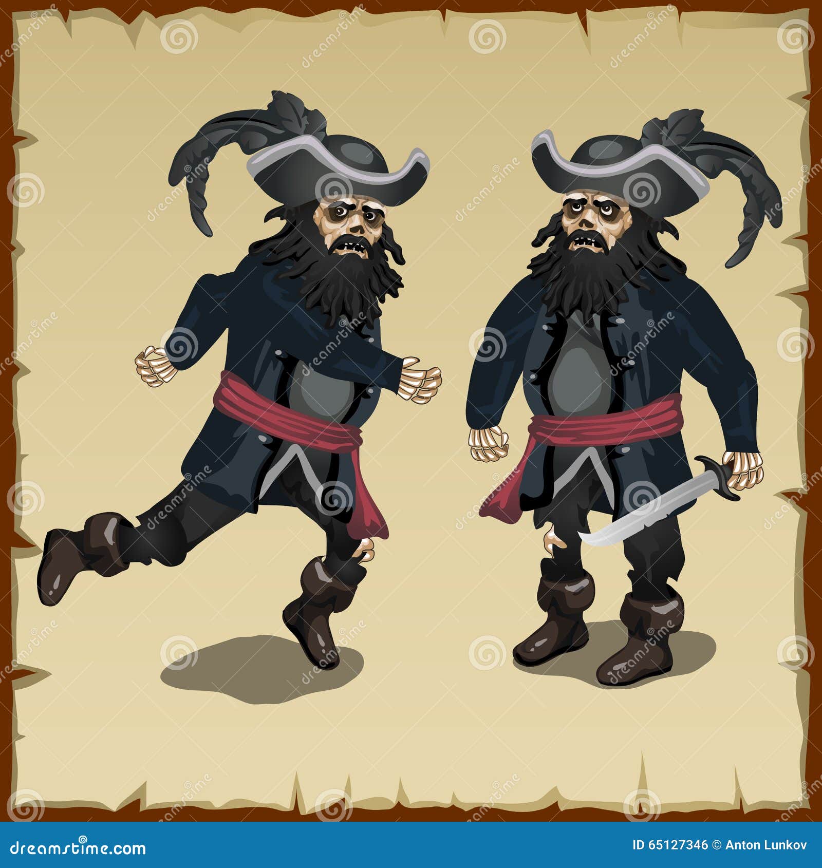 Two Image Pirate Standing and Running Stock Vector - Illustration of ...