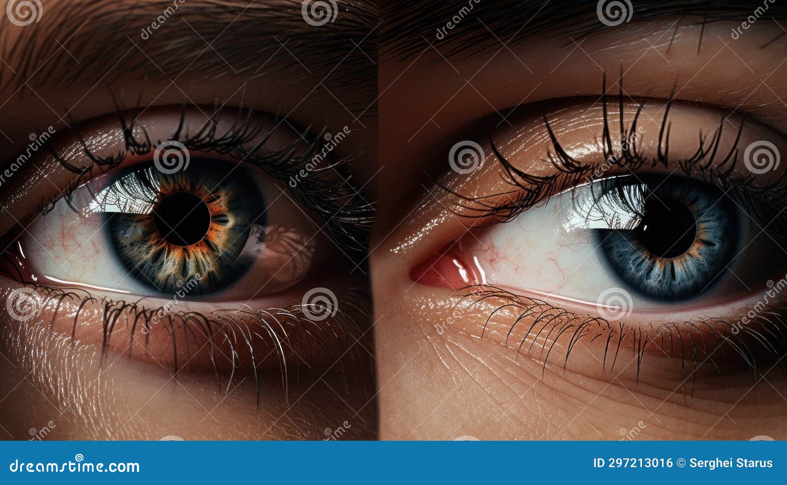 Two Images Showing the Same Eye, AI Stock Photo - Image of staring ...