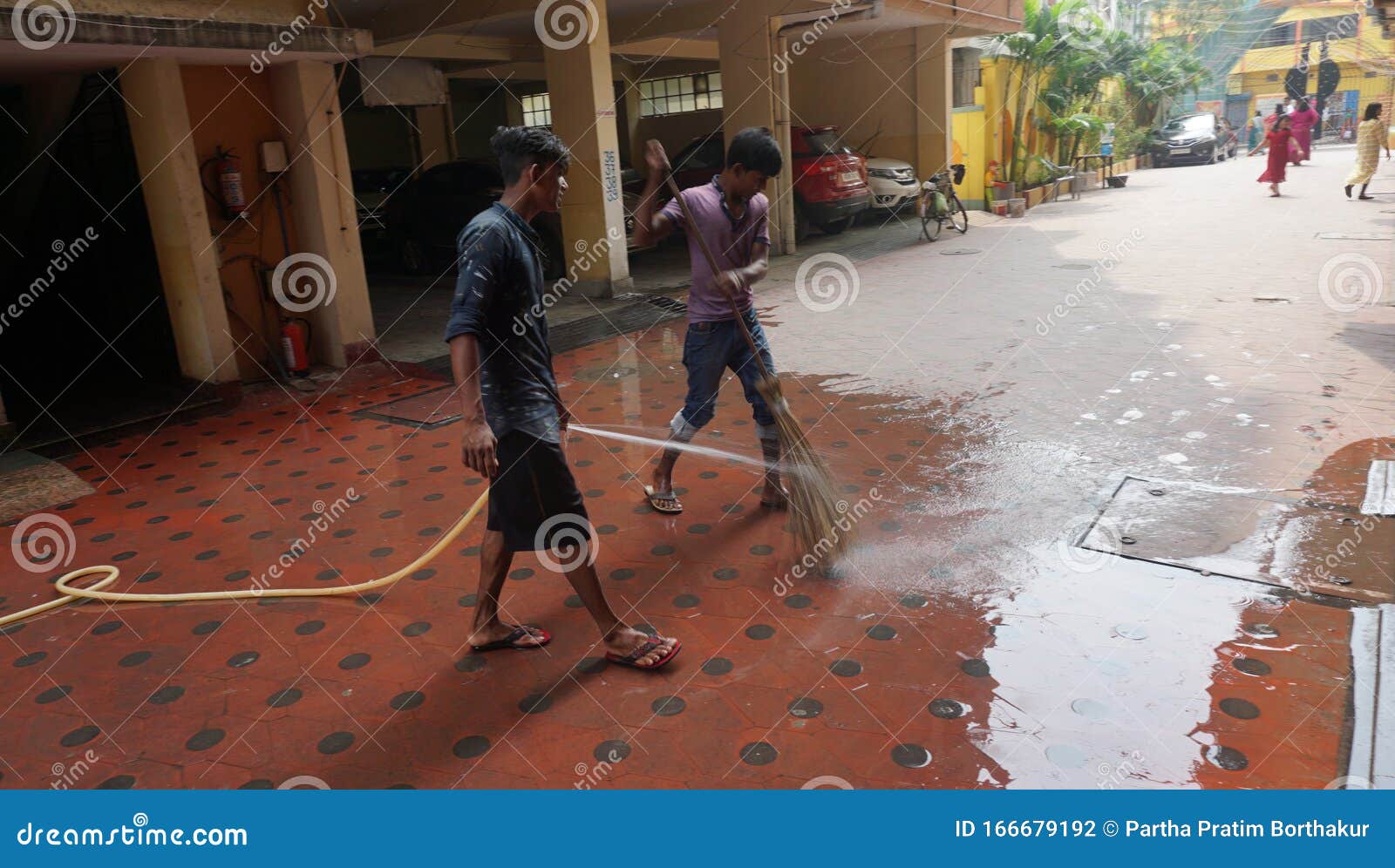 Two Indian Cleaner Clean a Road. Editorial Photography - Image of road ...