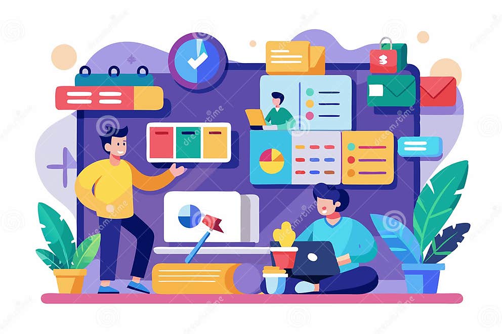 Two Individuals Collaborate To Organize Projects Using Customizable ...