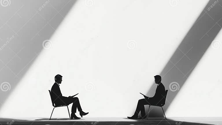 Two Individuals Engaged in a Serious Conversation in a Minimalist ...