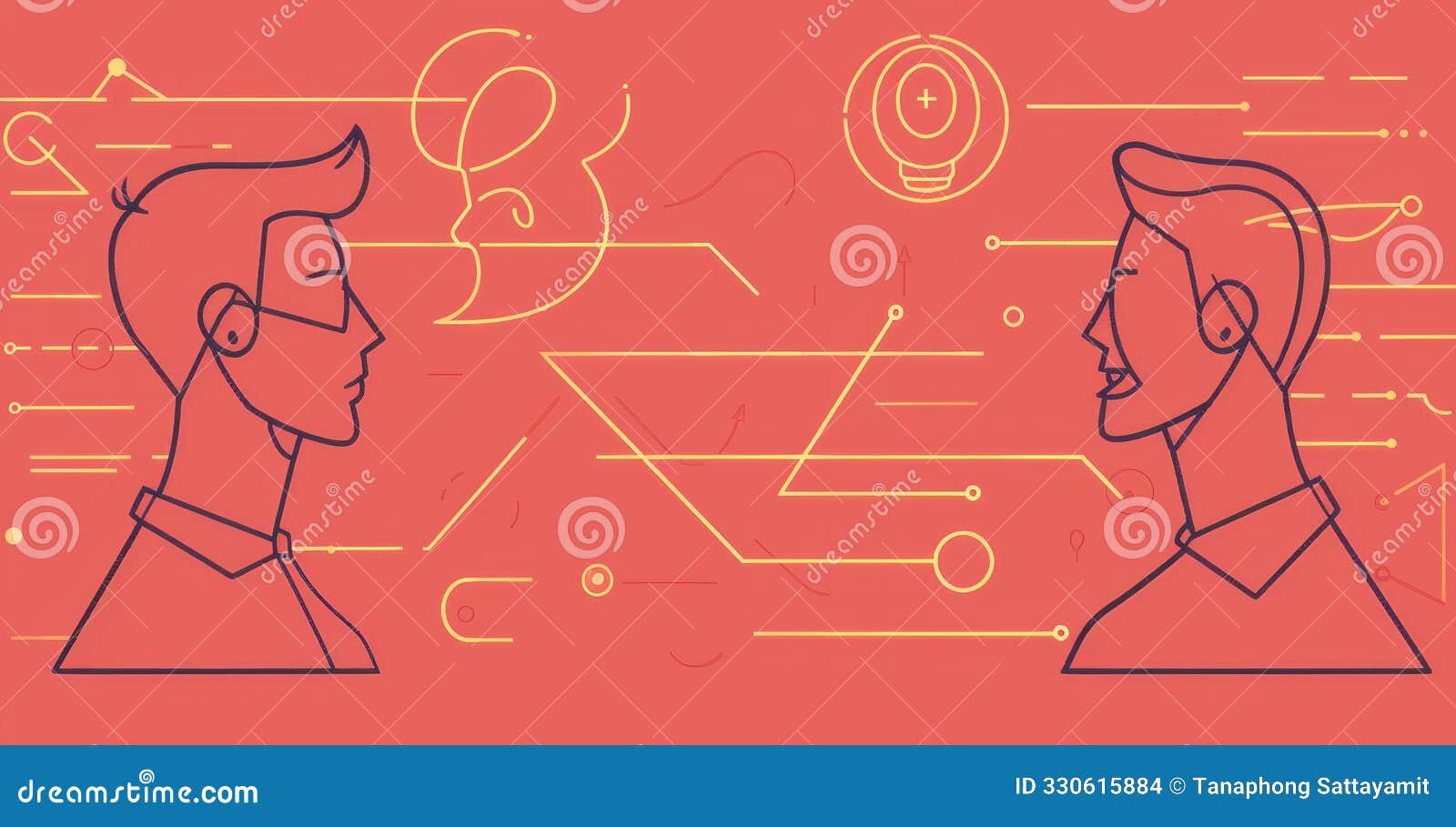 Two Individuals Facing Each Other Symbolizing Teamwork Connection ...