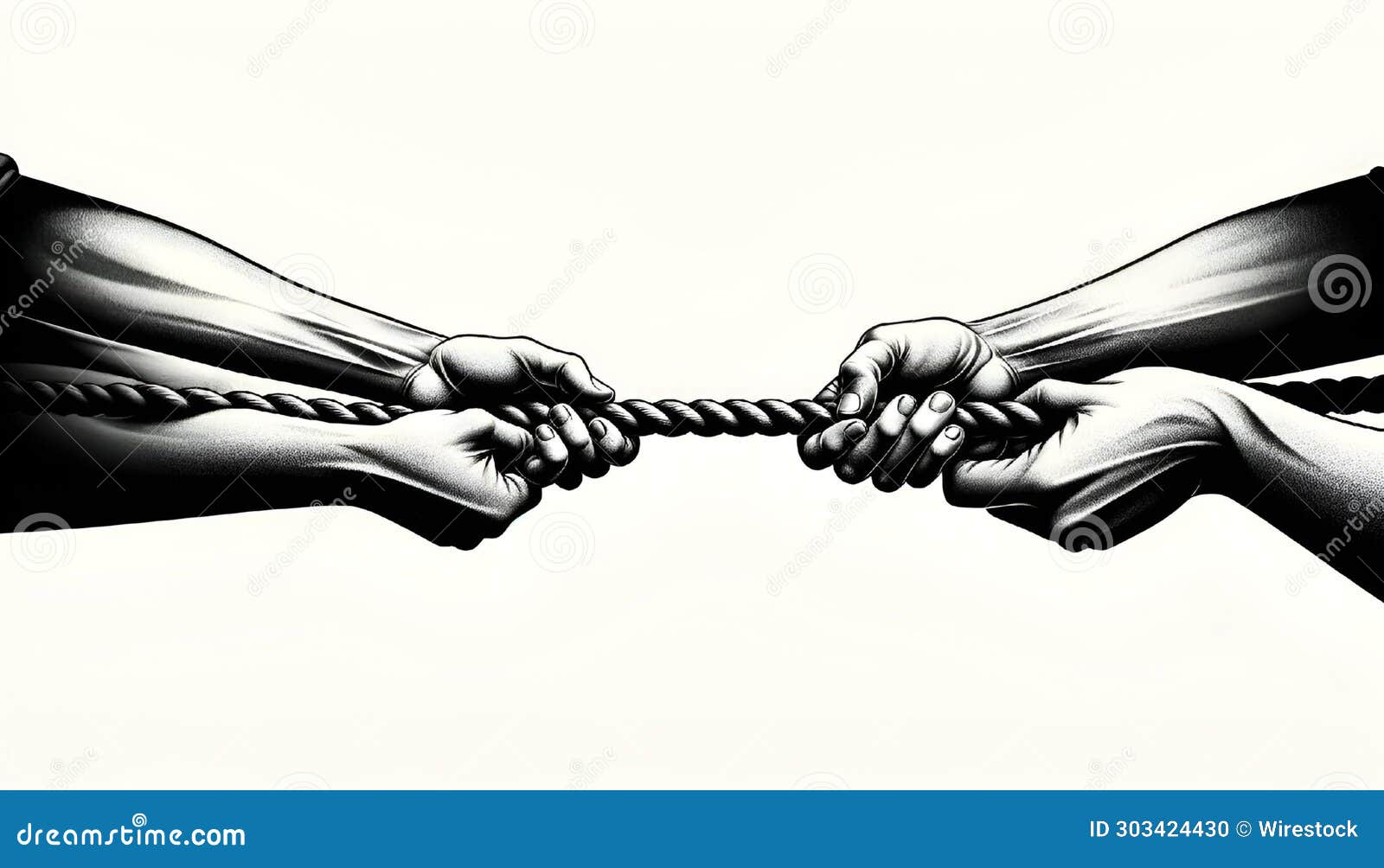 Two Individuals Standing Together and Pulling a Rope in Opposite ...