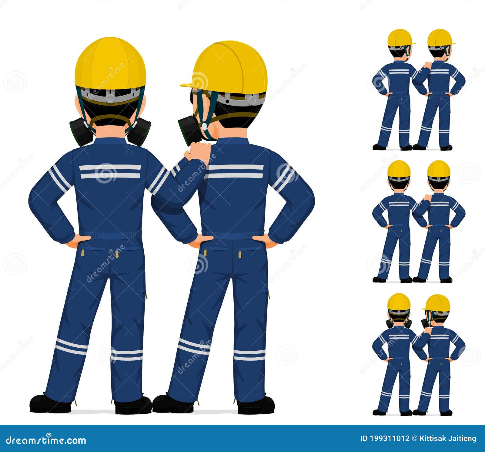 Two Industrial Worker Standing Together on White Background Stock ...