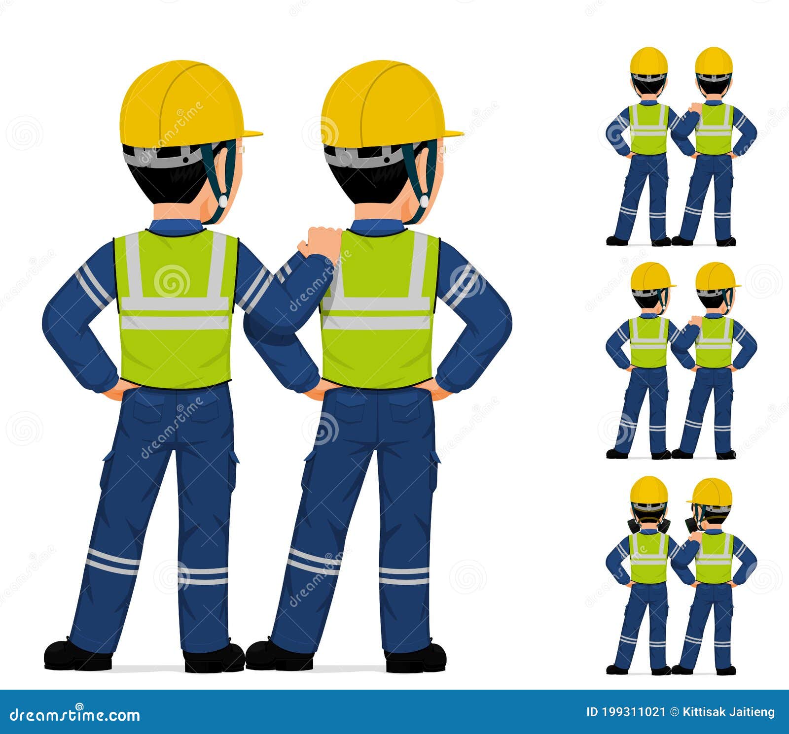 Two Industrial Worker Standing Together on White Background Stock ...