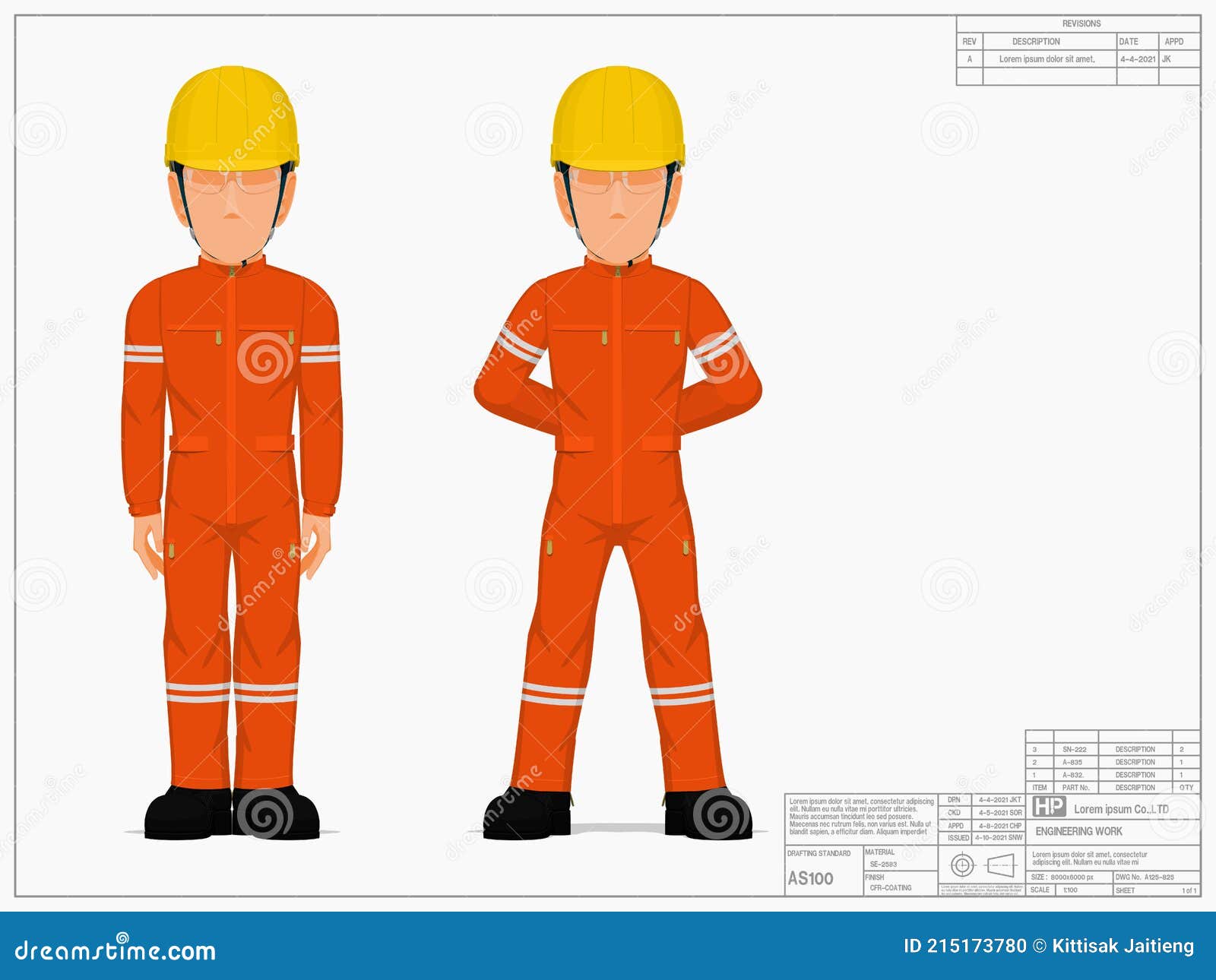 Two Industrial Workers in the Position of Sanding Attention and Parade ...