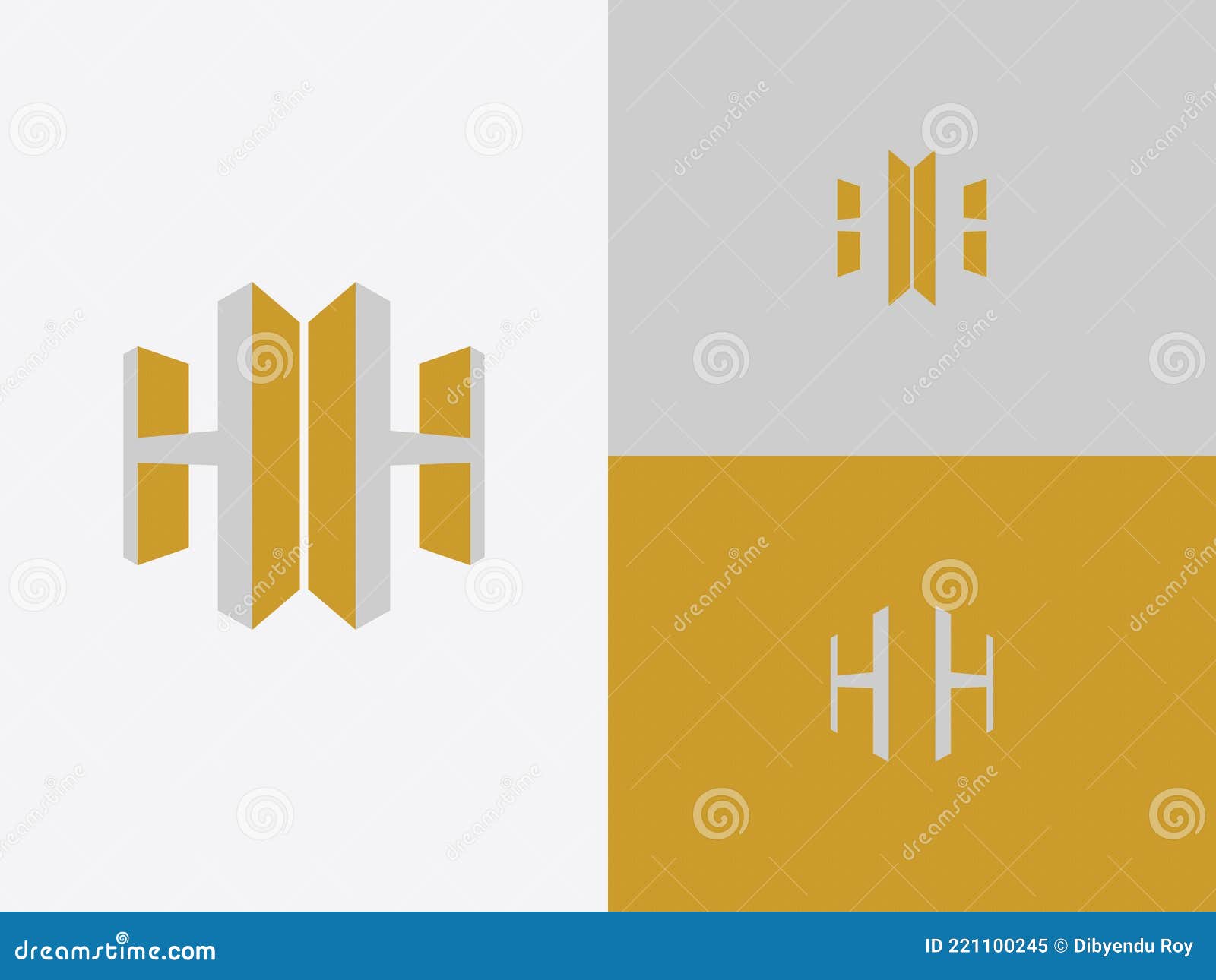Two Initial Alphabet H in Capital Letter in Yellow Color Negative Space ...