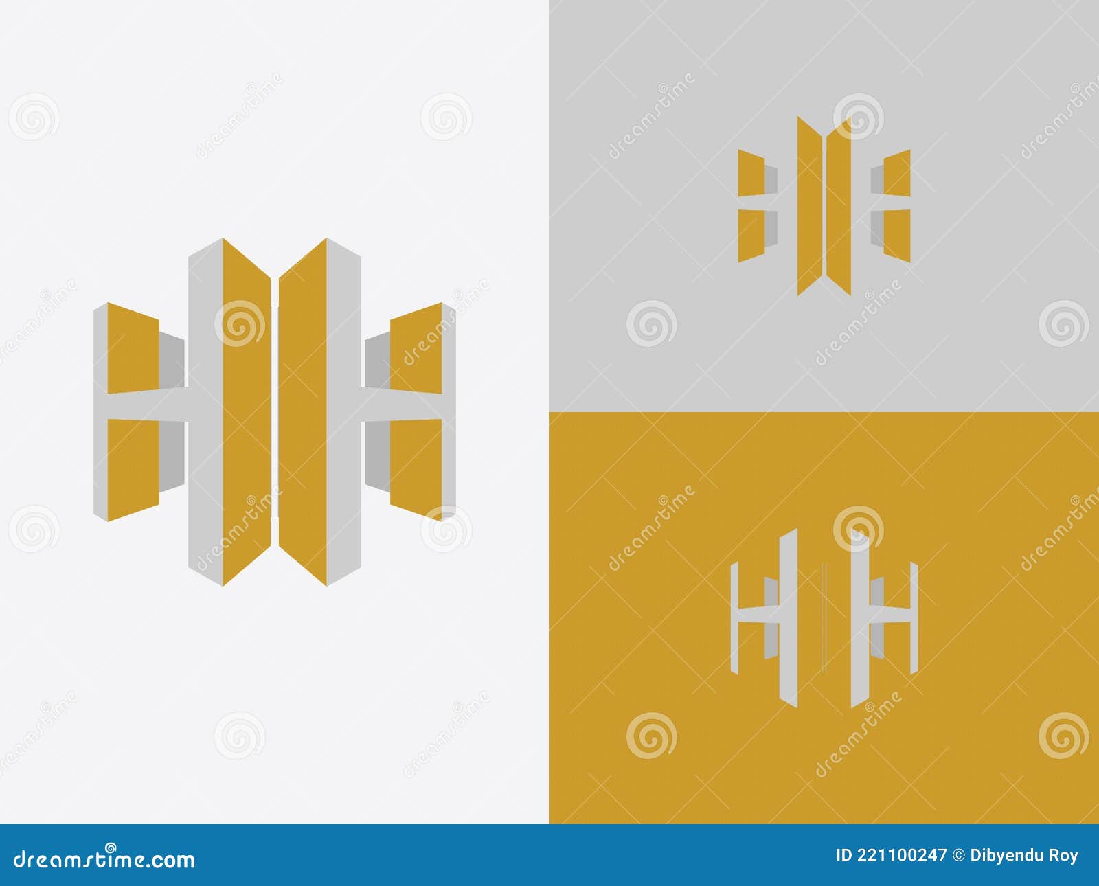 Two Initial Alphabet H in Capital Letter in Yellow Color Negative Space ...