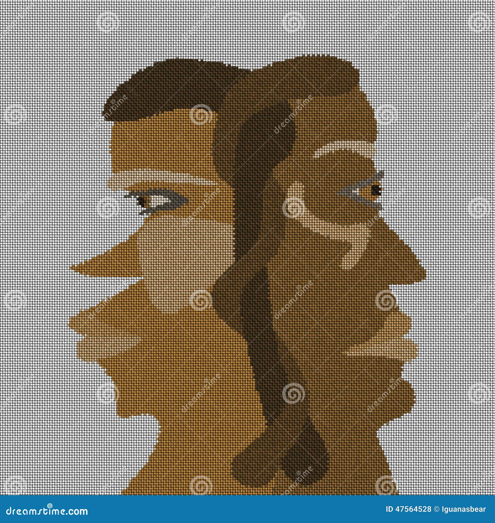 Two Interconnected Heads in Brown Tones Stock Illustration ...