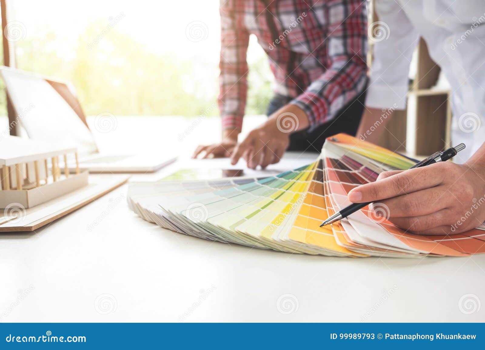 Two Interior Design or Graphic Designer at Work on Project of Ar Stock ...