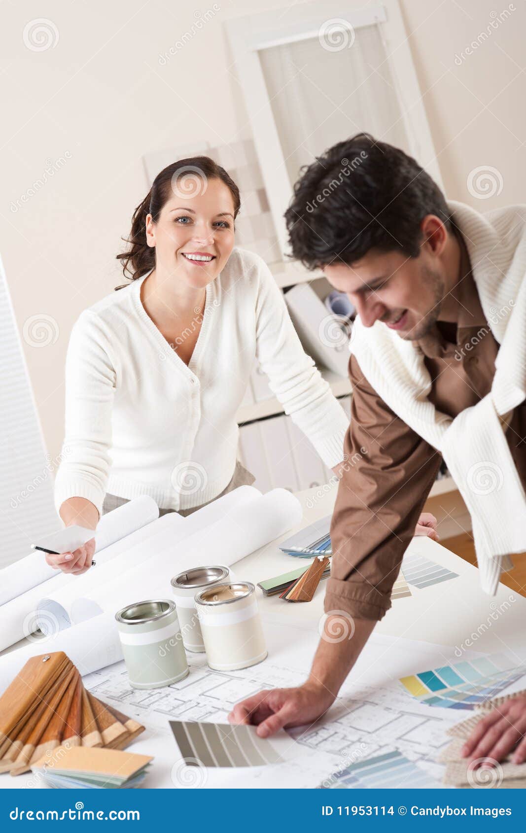 Two Interior Designer Working at Office Stock Photo - Image of people ...