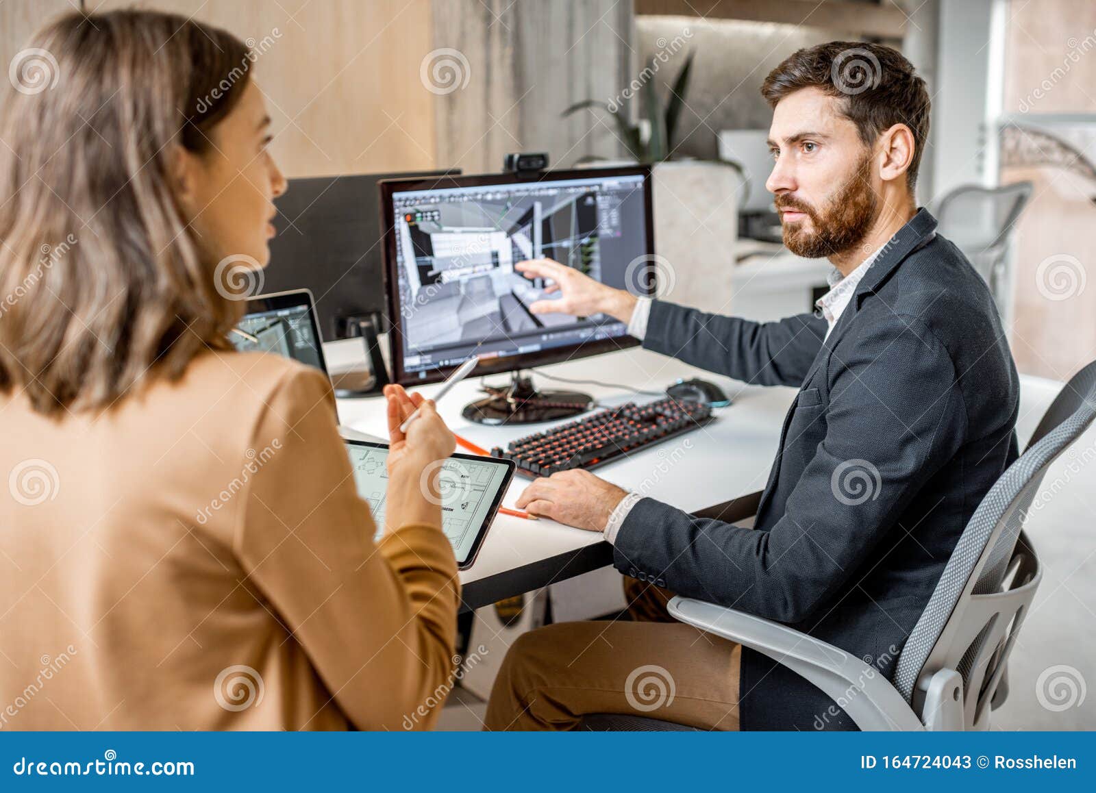 Two Interior Designers Working in the Office Stock Image - Image of ...