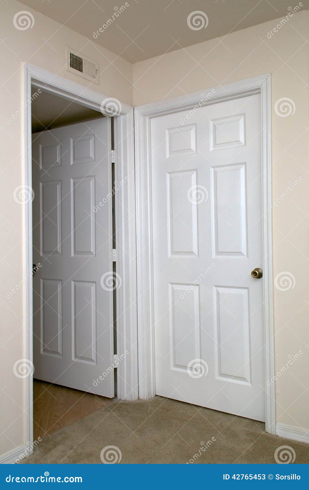 Two Interior Doors One Closed Stock Image - Image of architecture ...