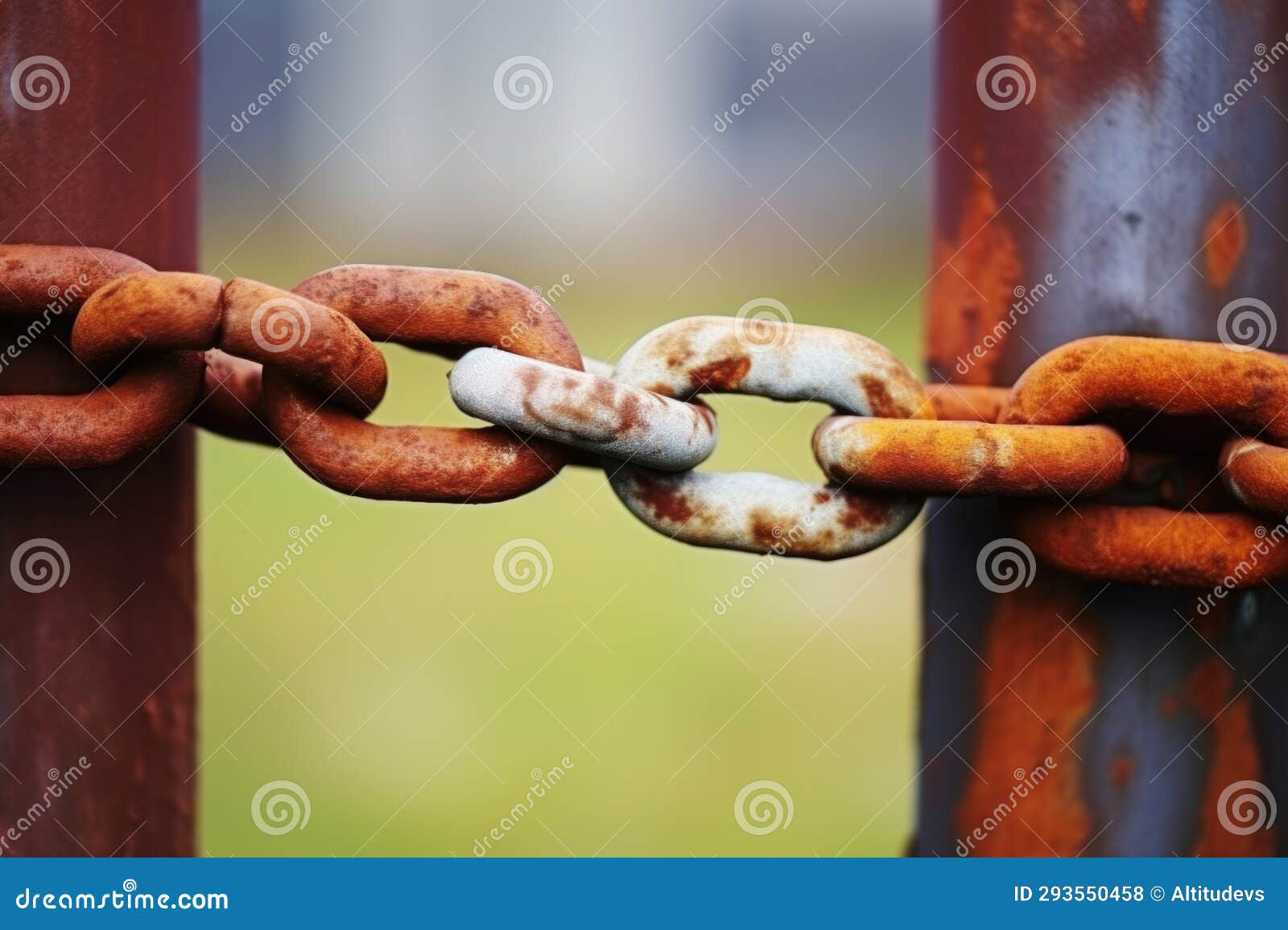Two Interlinked Chains Stiffened in Rust on a Fence Stock Illustration ...