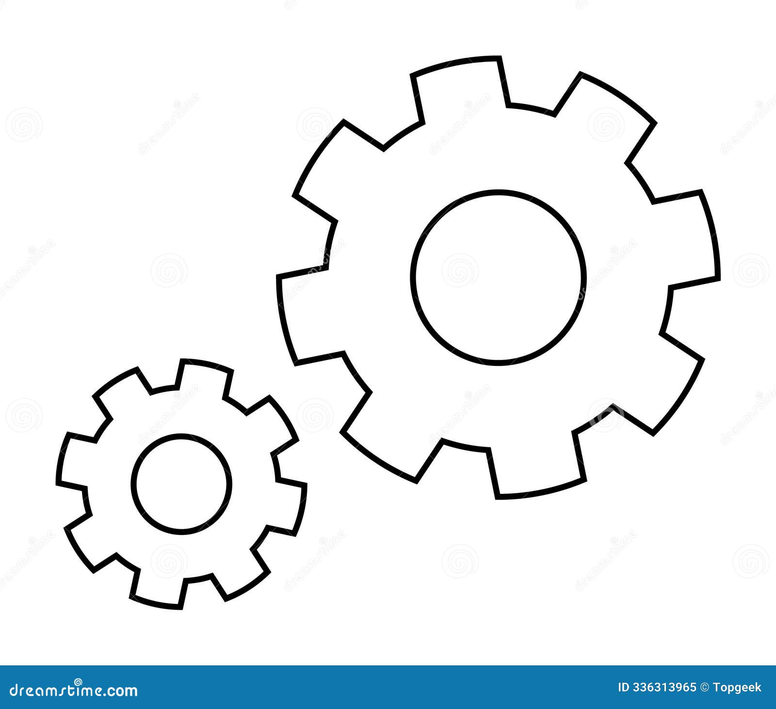 Two Interlocking Black and White Gear Wheels for Mechanical Engineering and Industrial Design ...