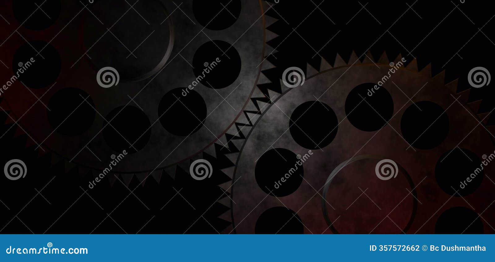 Two Interlocking Cog Wheels on Dark Background with Industrial and ...