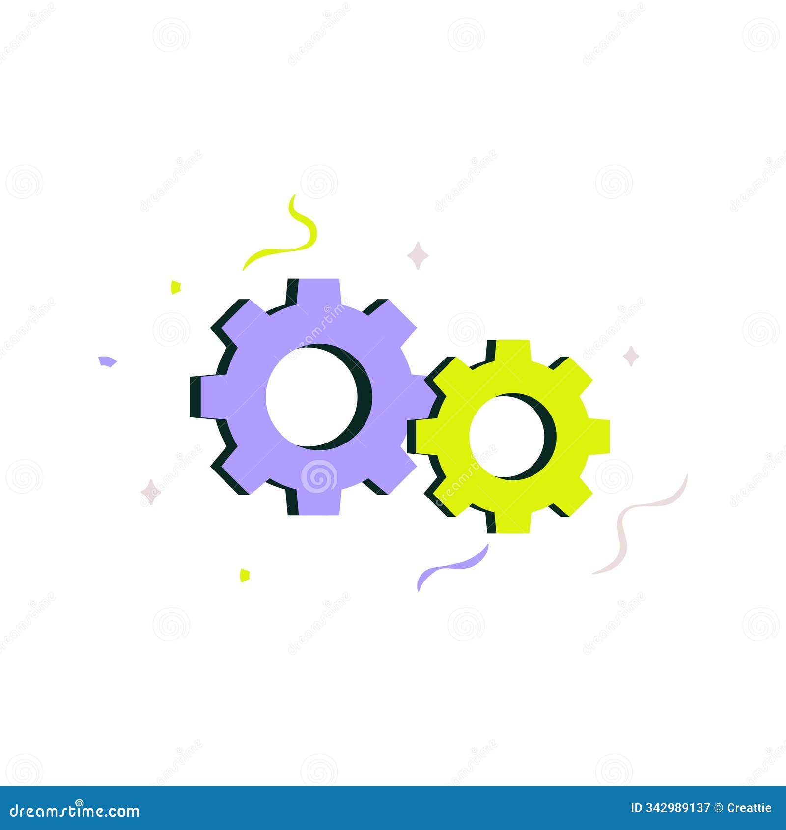 Settings Icon with Gear Wheels in Flat Vector Illustration Symbolizing ...