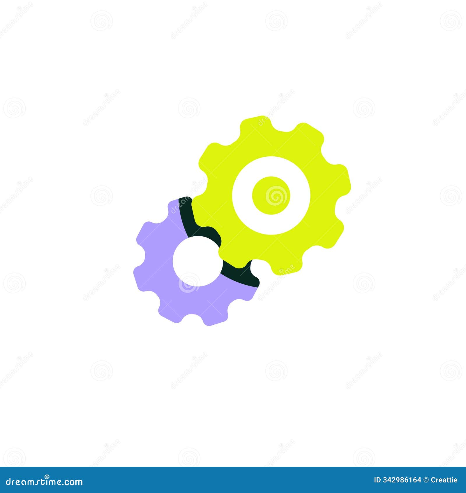 Settings Icon with Interlocking Gears in Flat Vector Illustration ...
