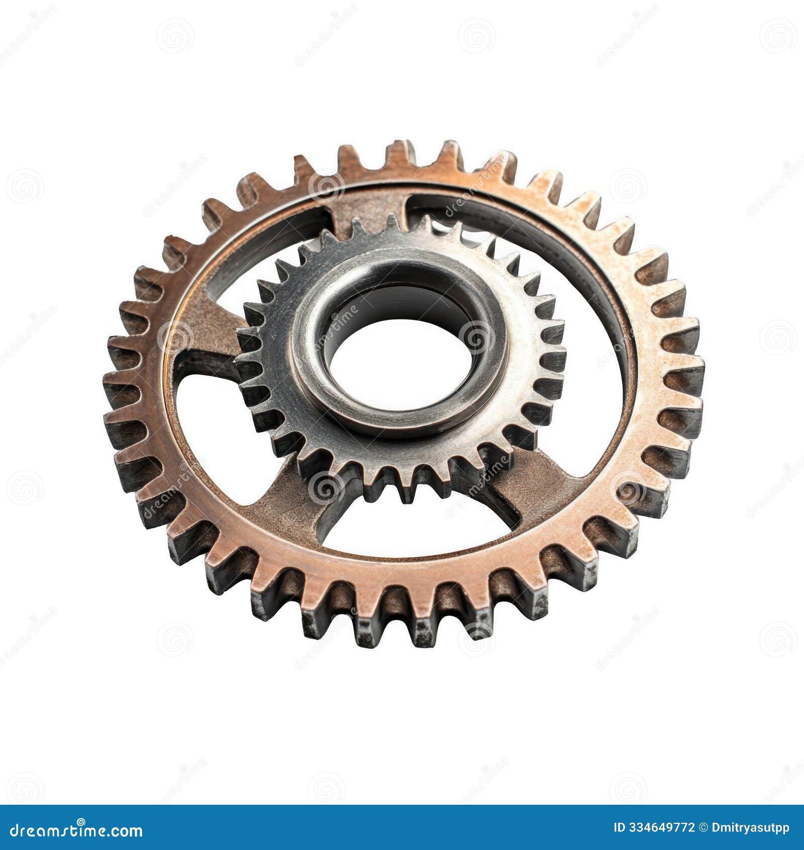 Two Interlocking Gears Showcasing Mechanical Design on White Background ...