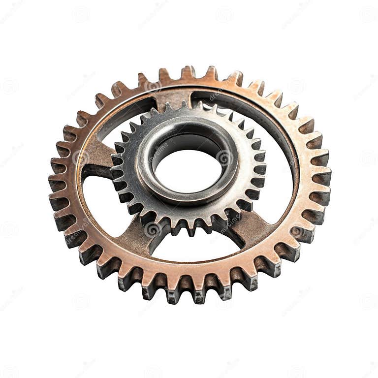 Two Interlocking Gears Showcasing Mechanical Design on White Background ...