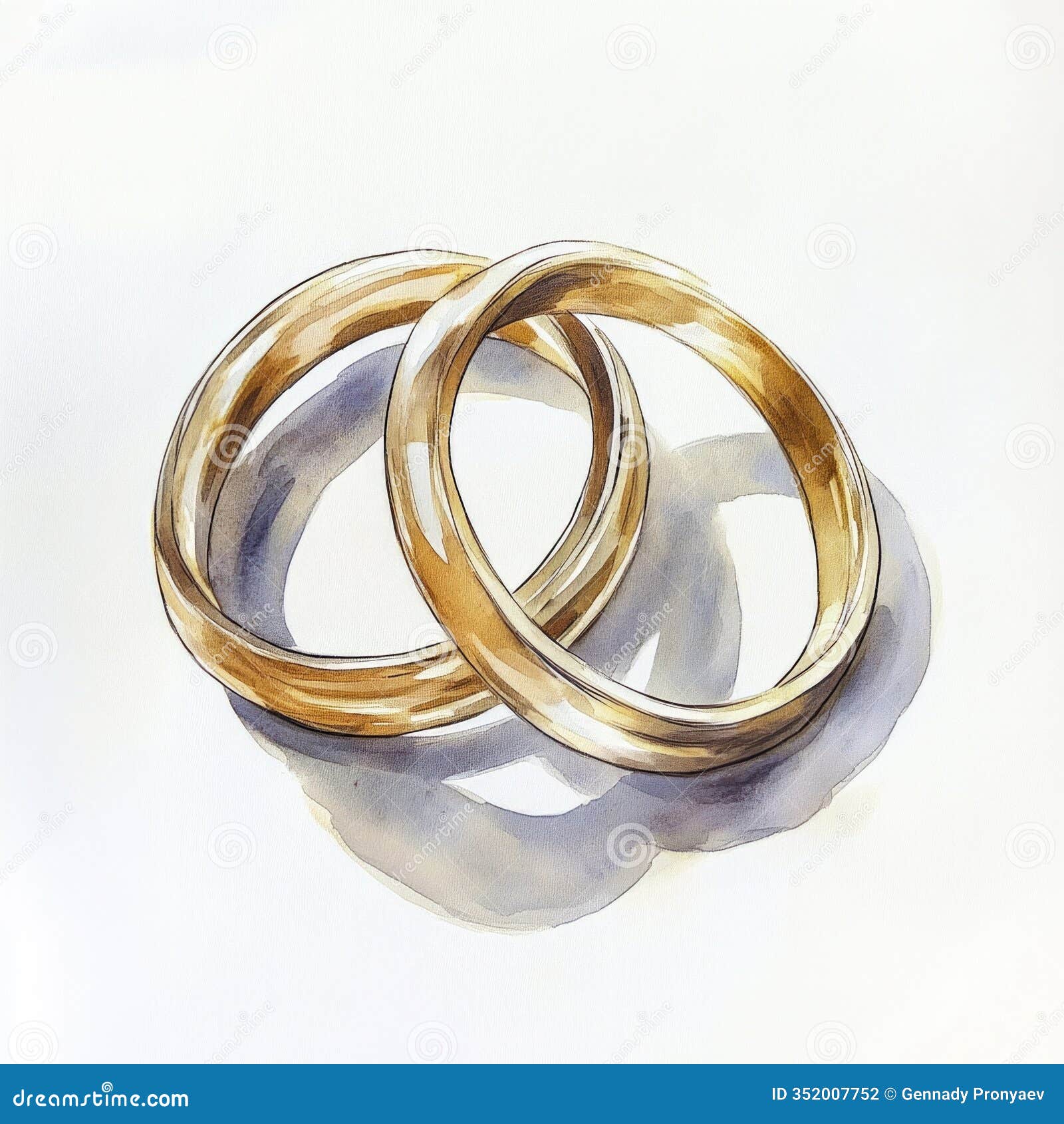 Two Interlocking Gold Wedding Rings on White Background Stock Photo ...