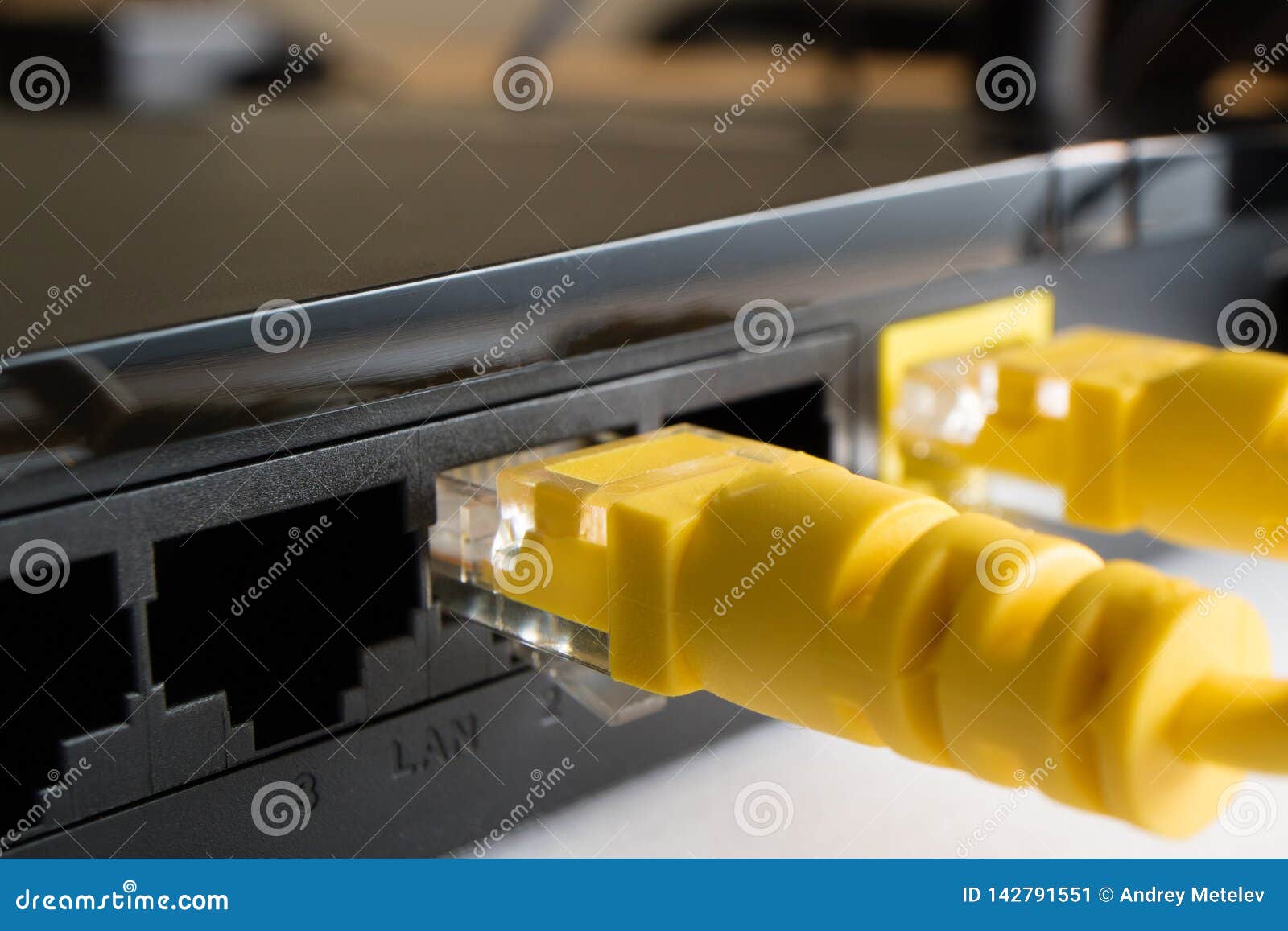 Two Internet Cables are Inserted into the Ports Stock Image - Image of ...