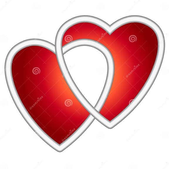 Two intersecting hearts stock vector. Illustration of togetherness ...