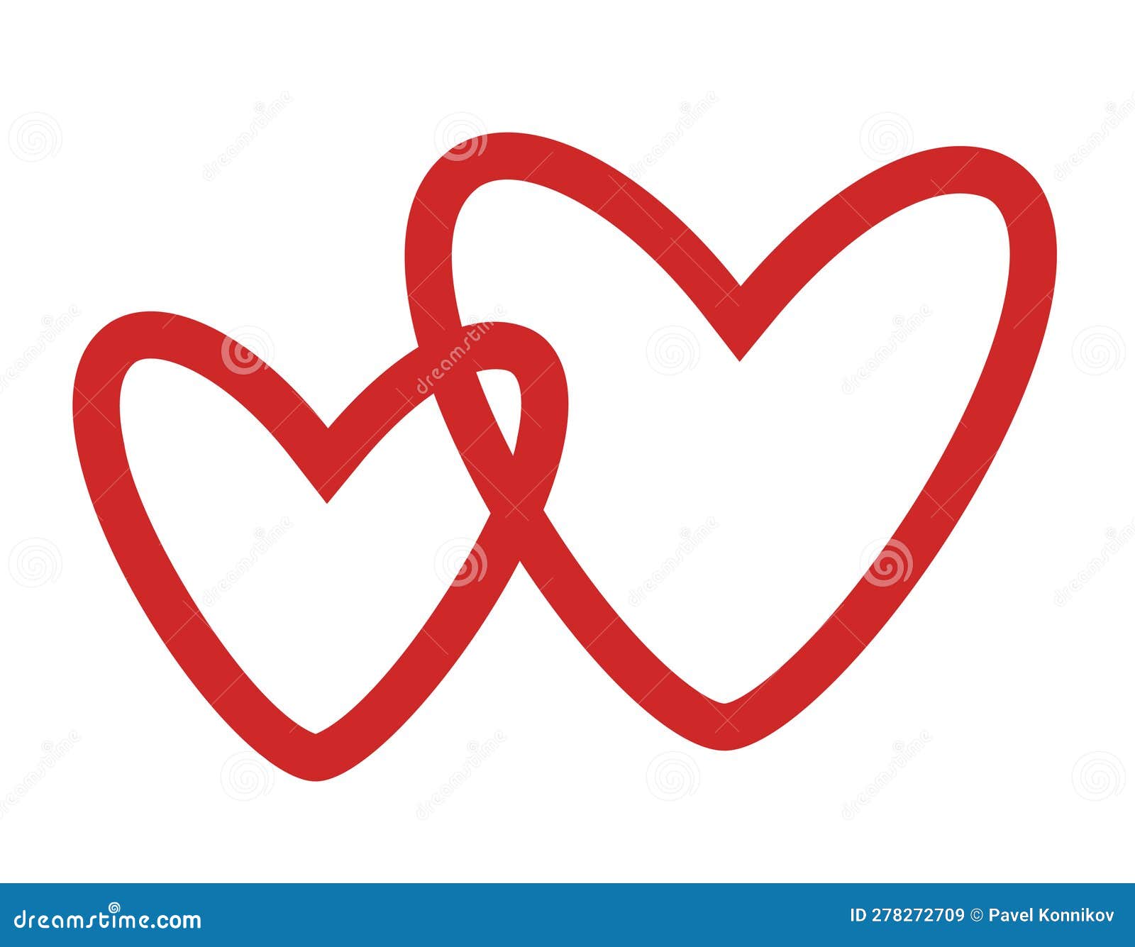 Two intertwined hearts. stock vector. Illustration of intertwined ...