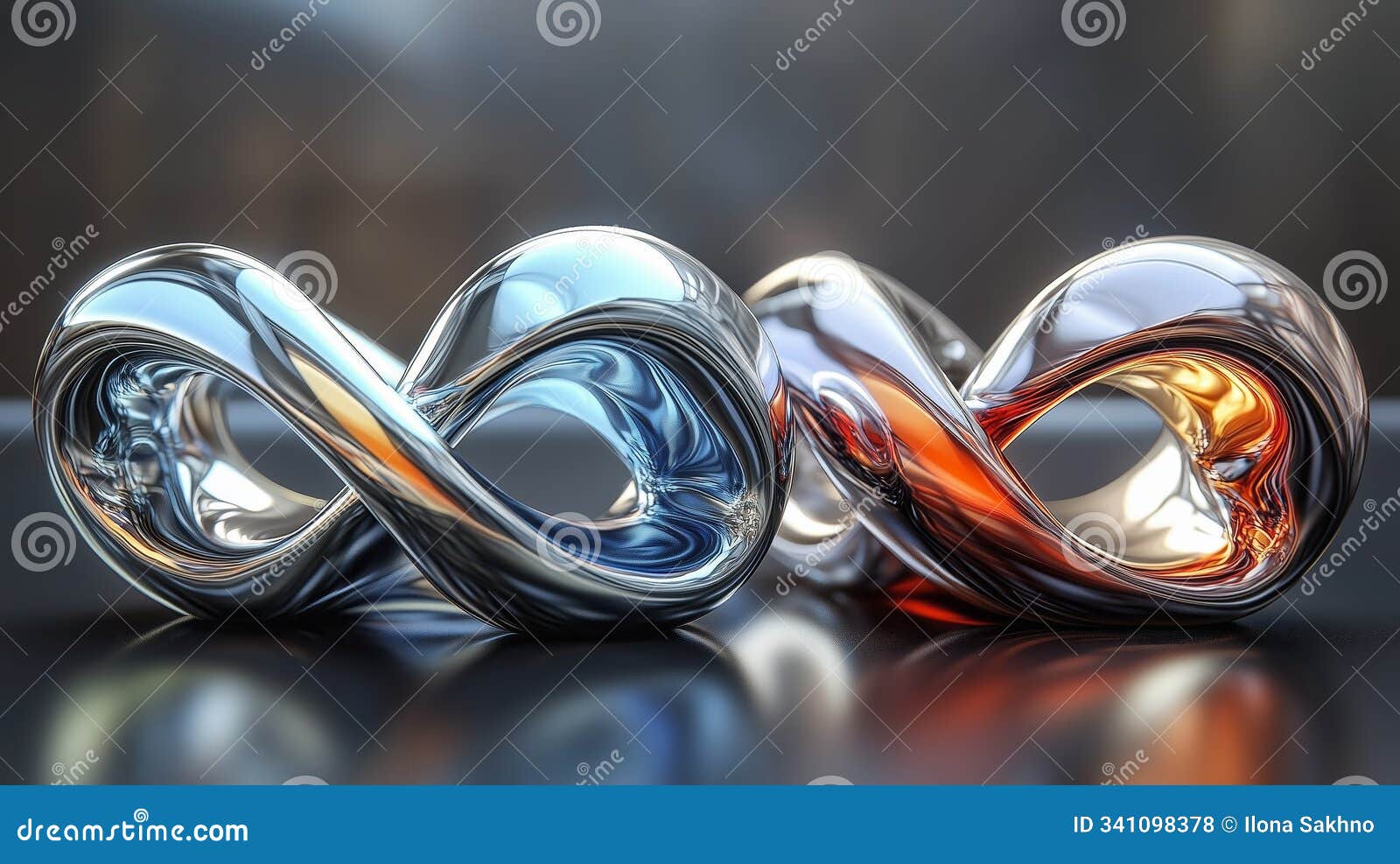 Two Intertwined Infinity Loops in Shiny Metallic Textures, Representing ...