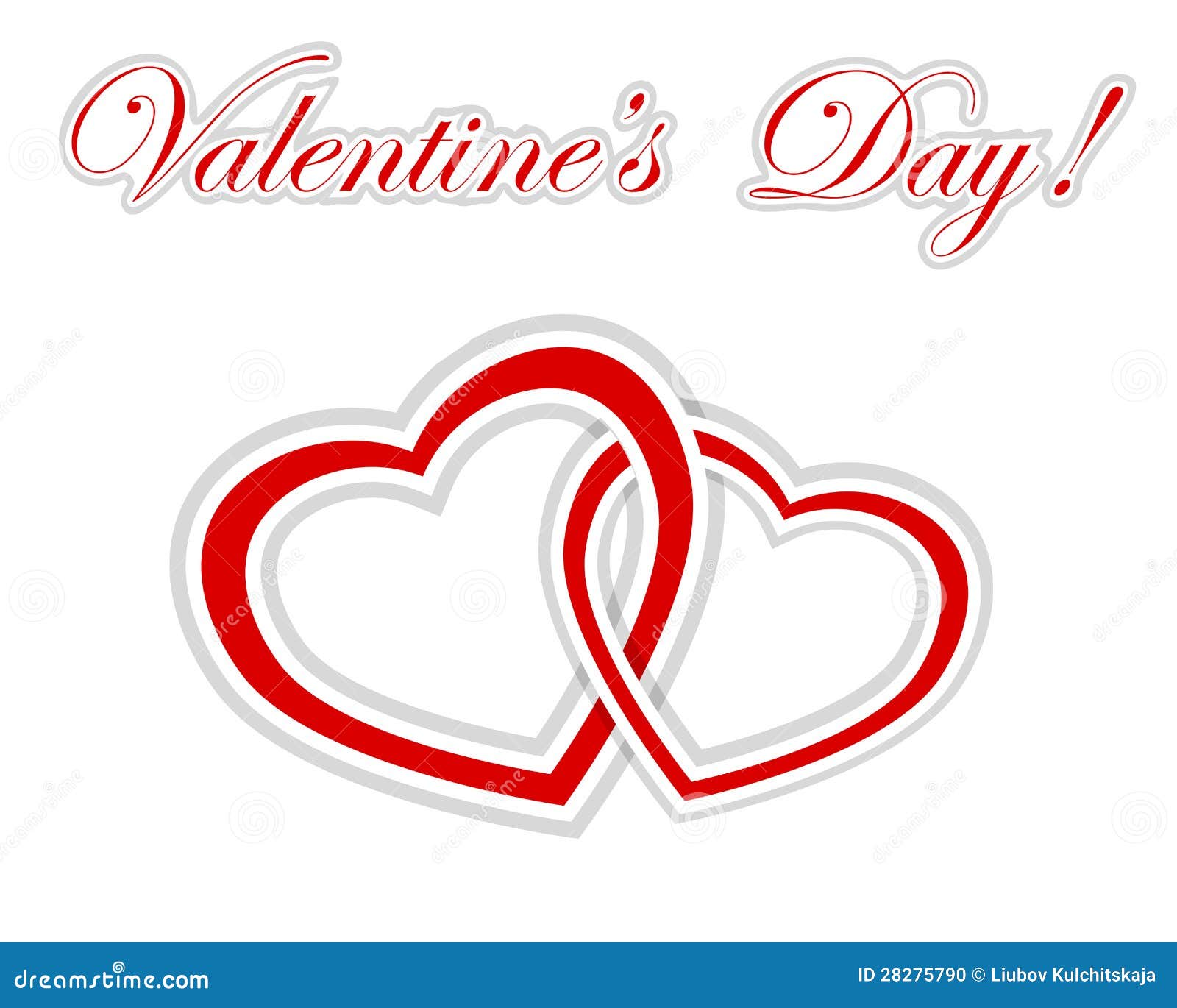 Two Intertwined Paper Hearts and Sticker. Stock Vector - Illustration ...