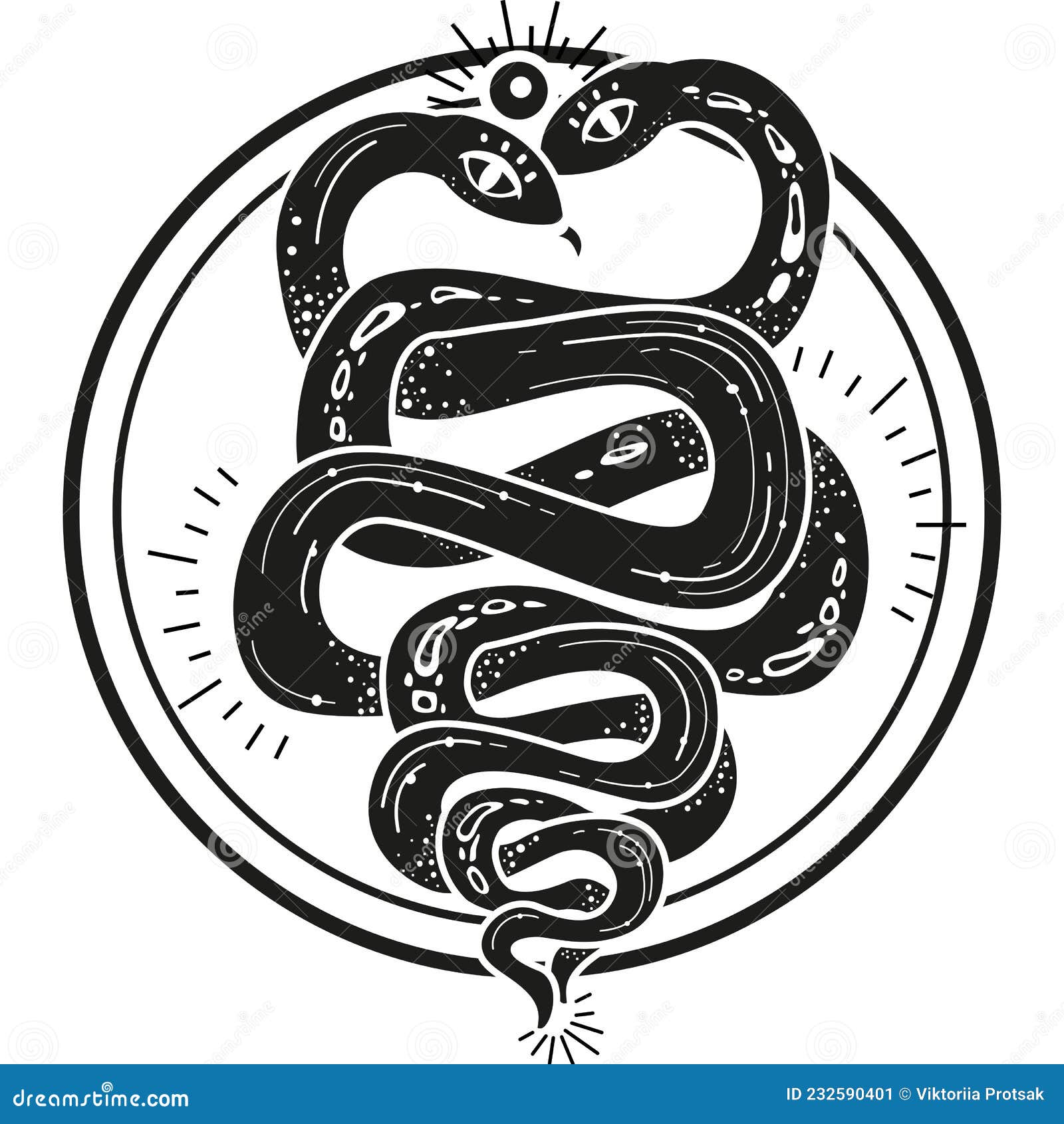Two Intertwined Snakes Esoteric Stock Vector - Illustration of black ...