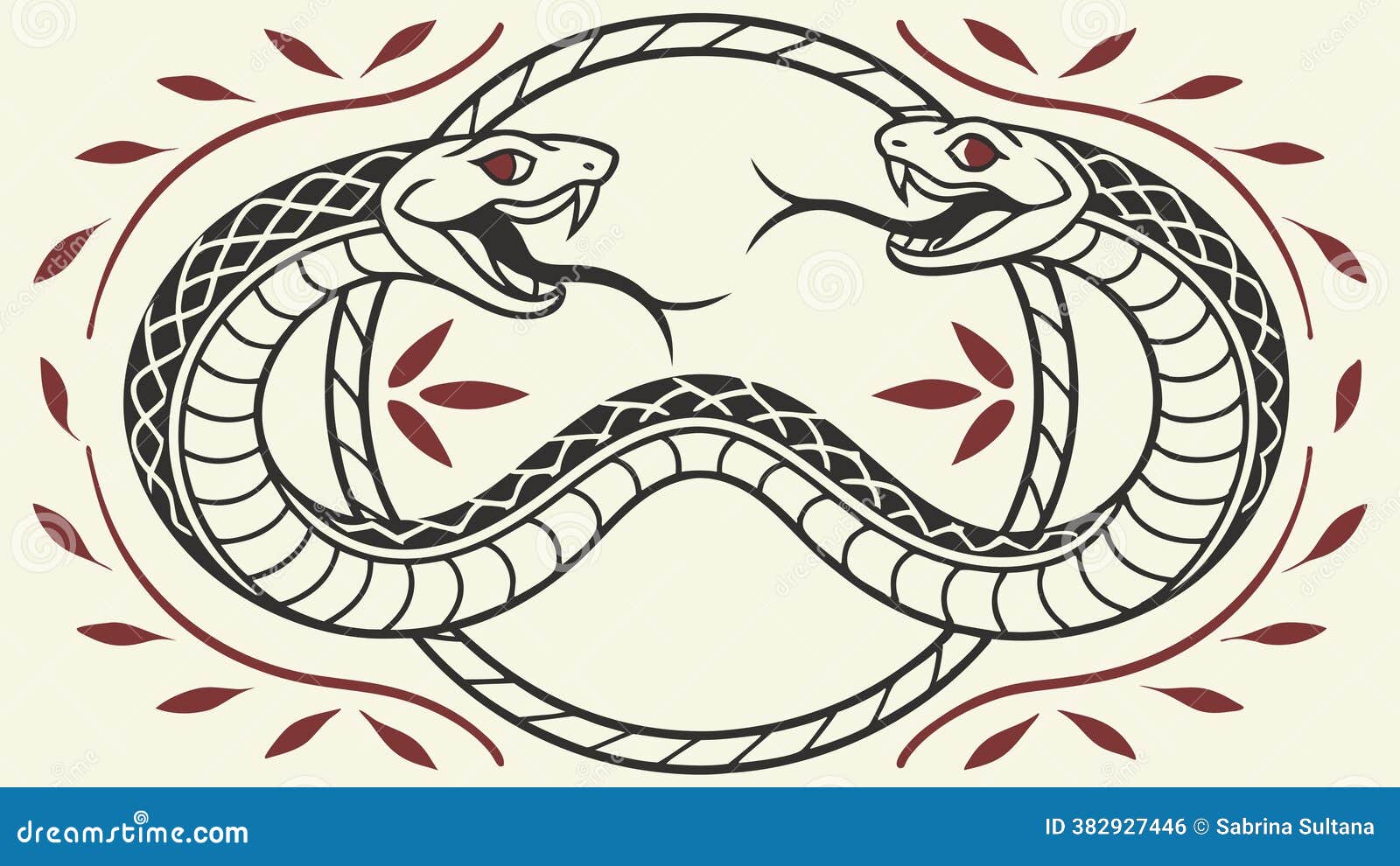 Two Intertwined Snakes. Tattoo Silhouette. Vector Image | CartoonDealer ...