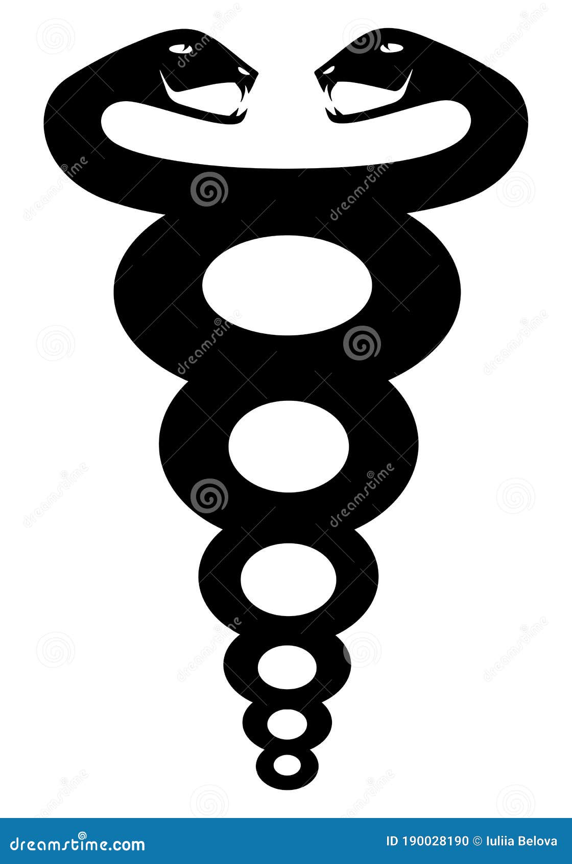 Two Intertwined Snakes. Tattoo Silhouette Stock Vector - Illustration ...