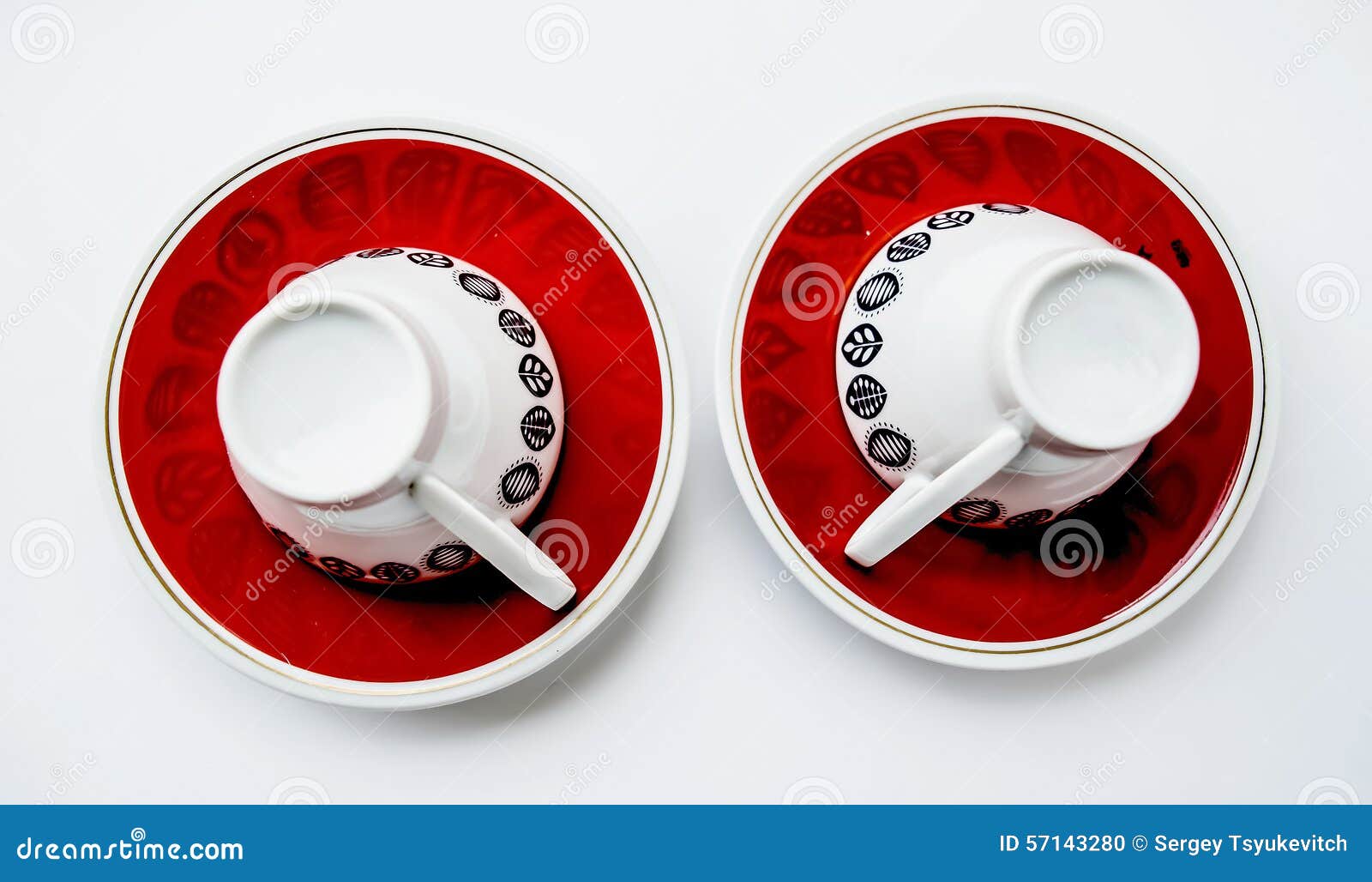 Two Inverted Cups and Two Saucers Stock Photo - Image of colors ...