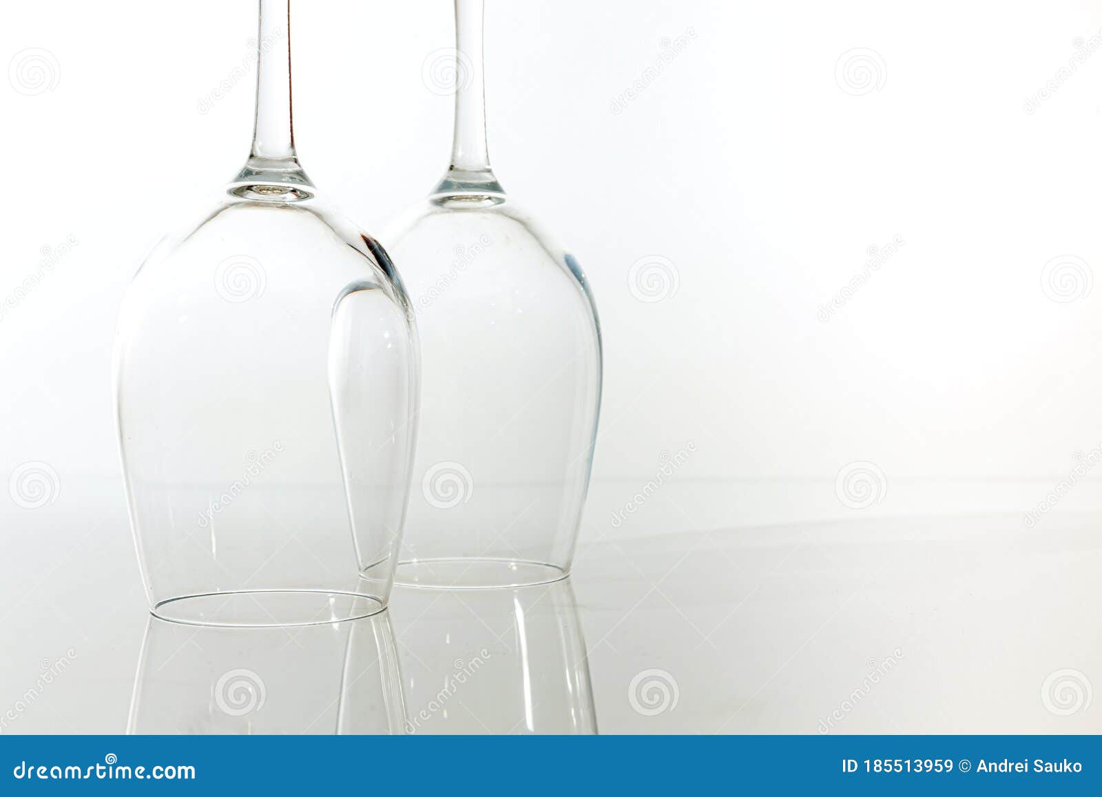 Two Inverted Glasses for Wine with Reflection Stock Image - Image of ...
