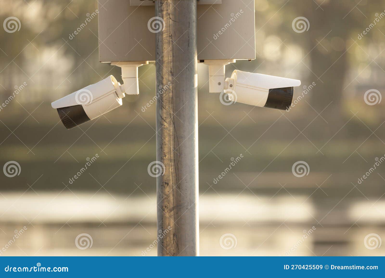 IP CCTV Camera Install on Pole is Home Security System Concept Stock ...